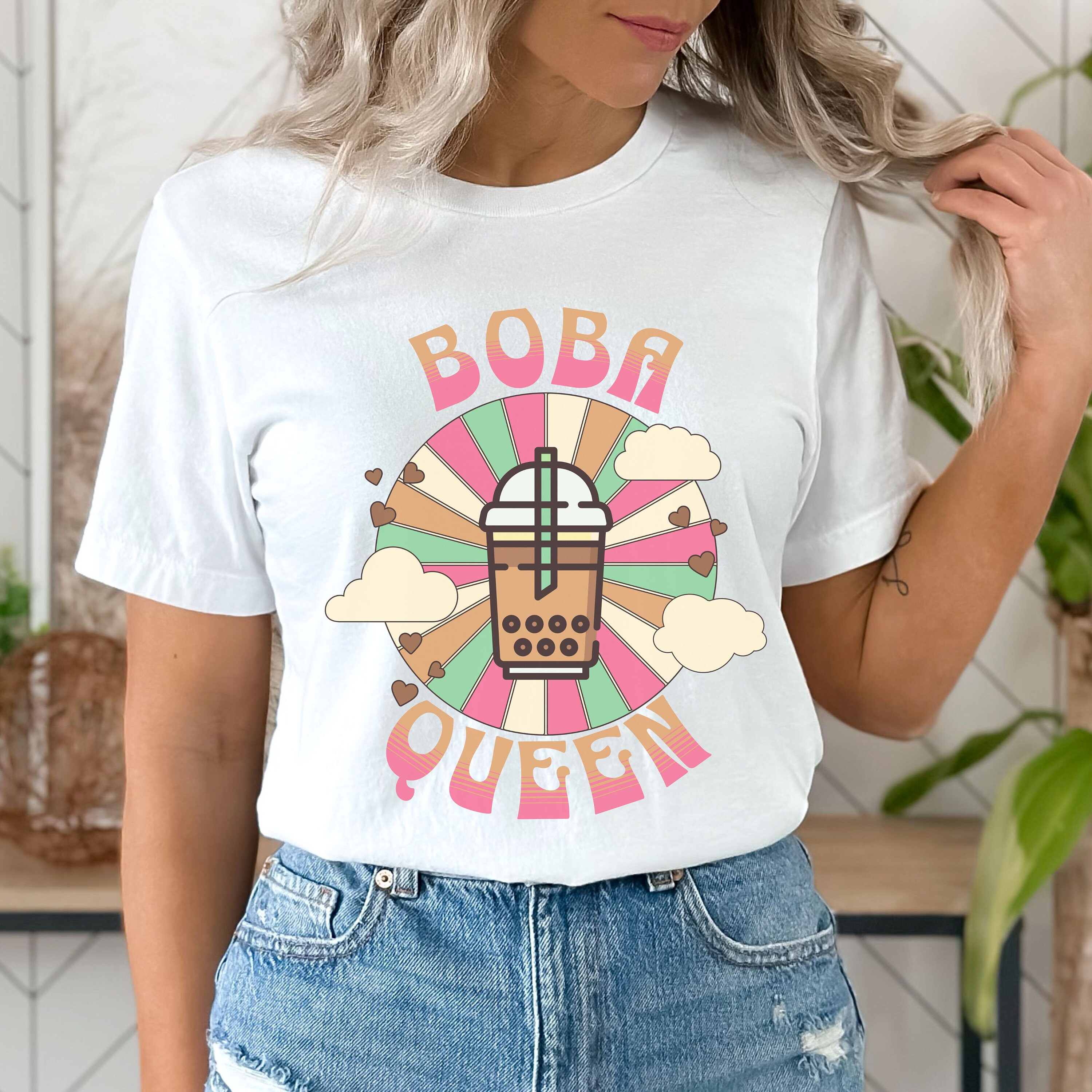Retro Boba Tea Tshirt Bubble Tea Lover Shirt Gift for Her Cute Kawaii ...