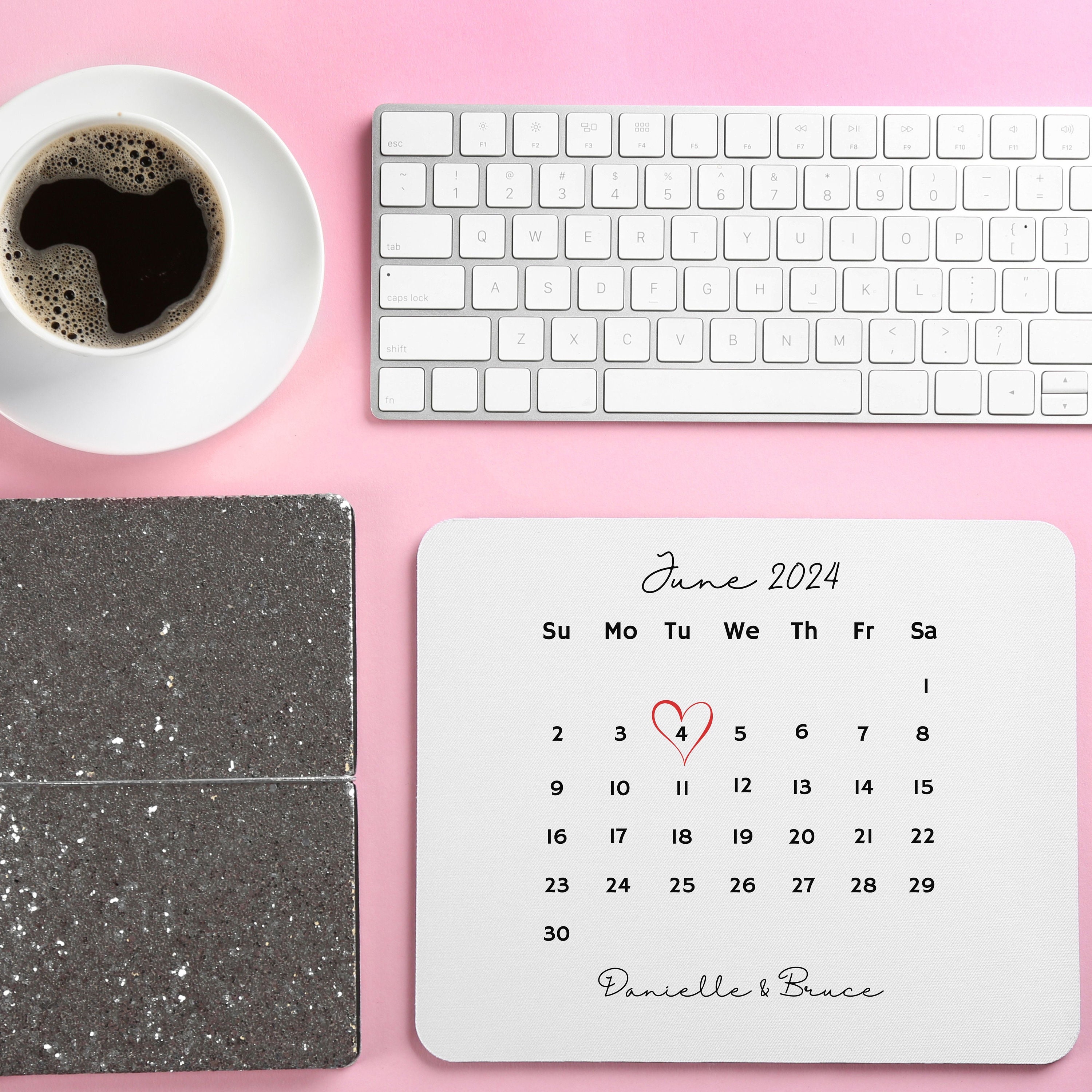 Personalized Office Decor Save the Date Calendar Mousepad, Bride to Be ...
