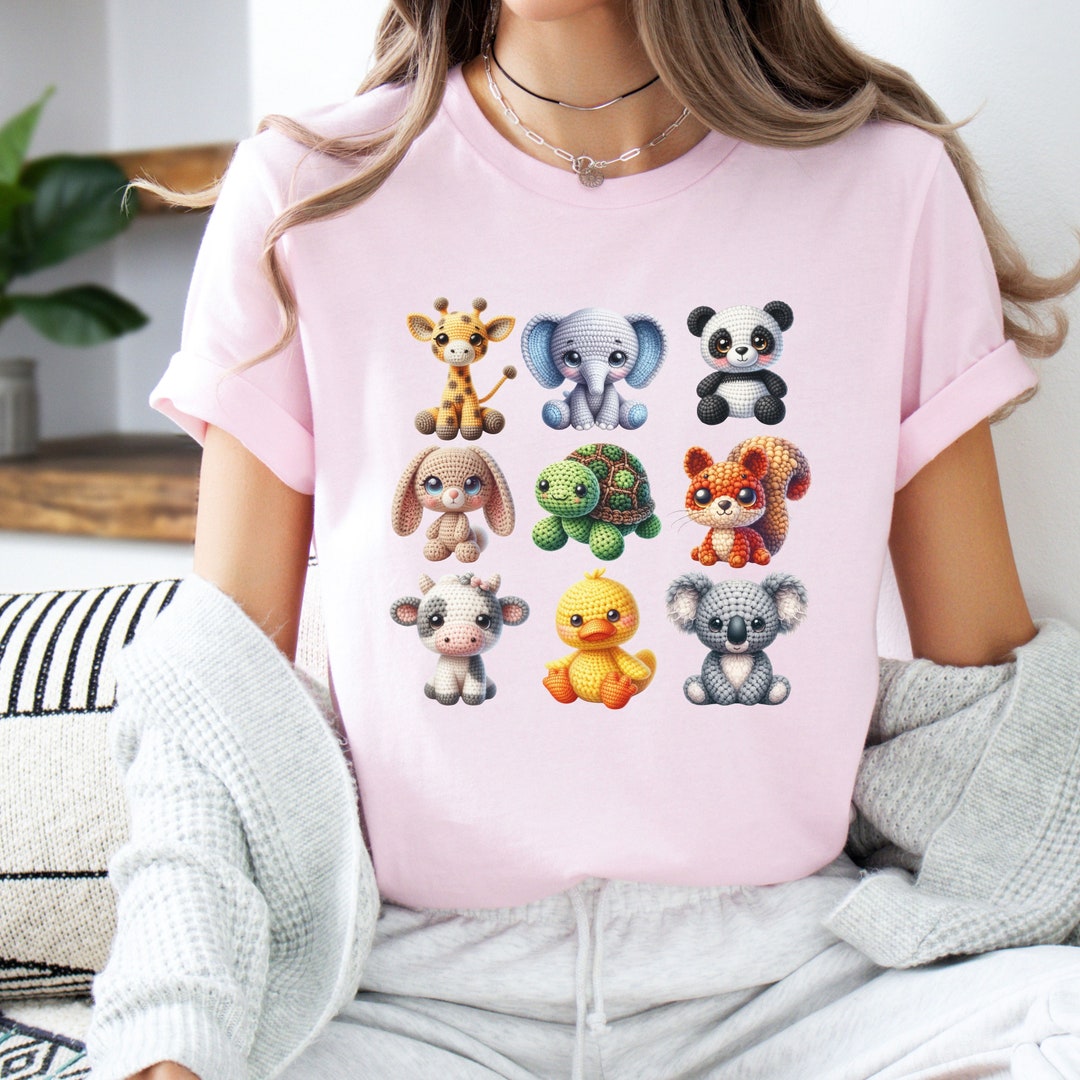 Cute Crochet Animal Doll Tshirt, Knitting Lover Plushie Stuffy Gift ...