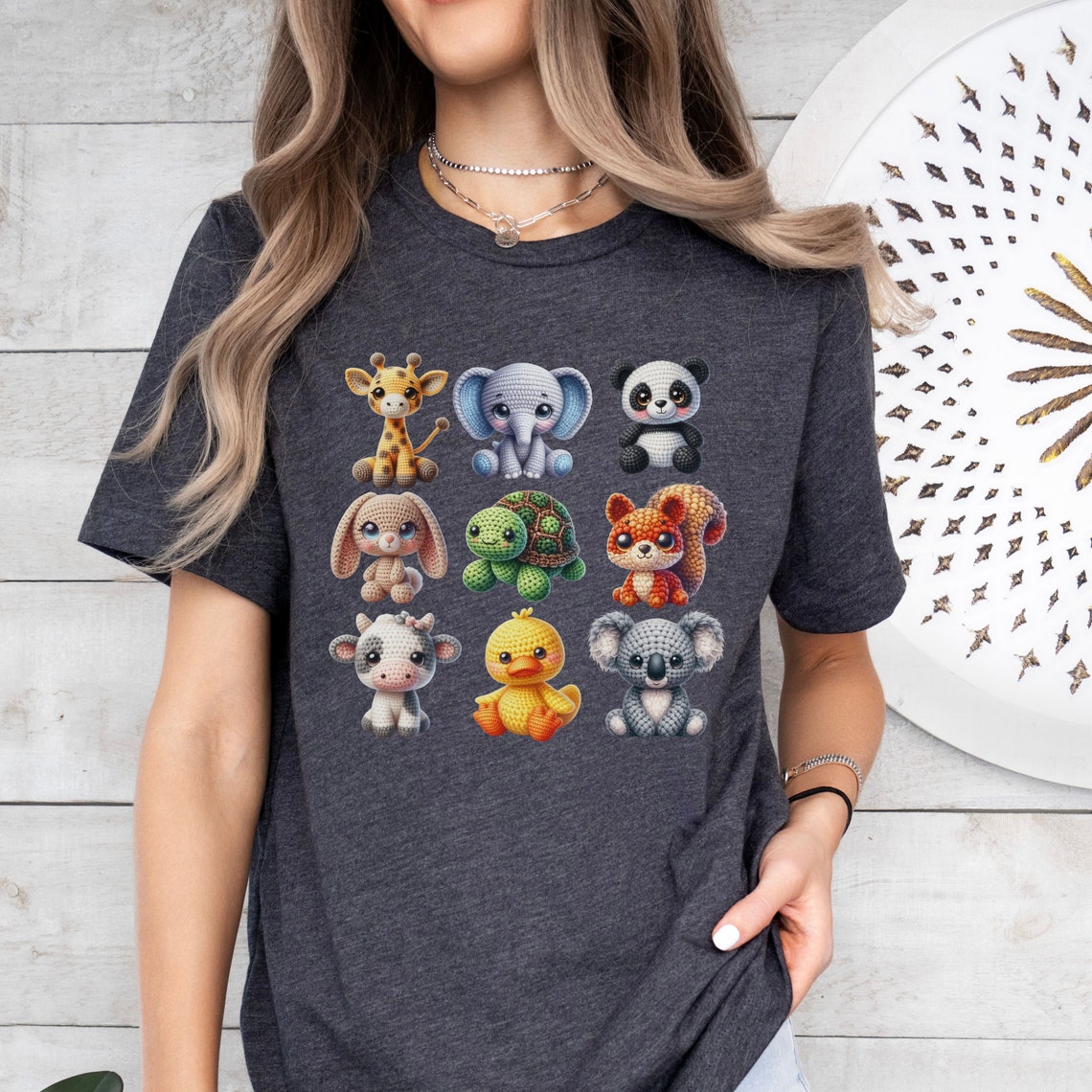 Cute Crochet Animal Doll Tshirt, Knitting Lover Plushie Stuffy Gift ...