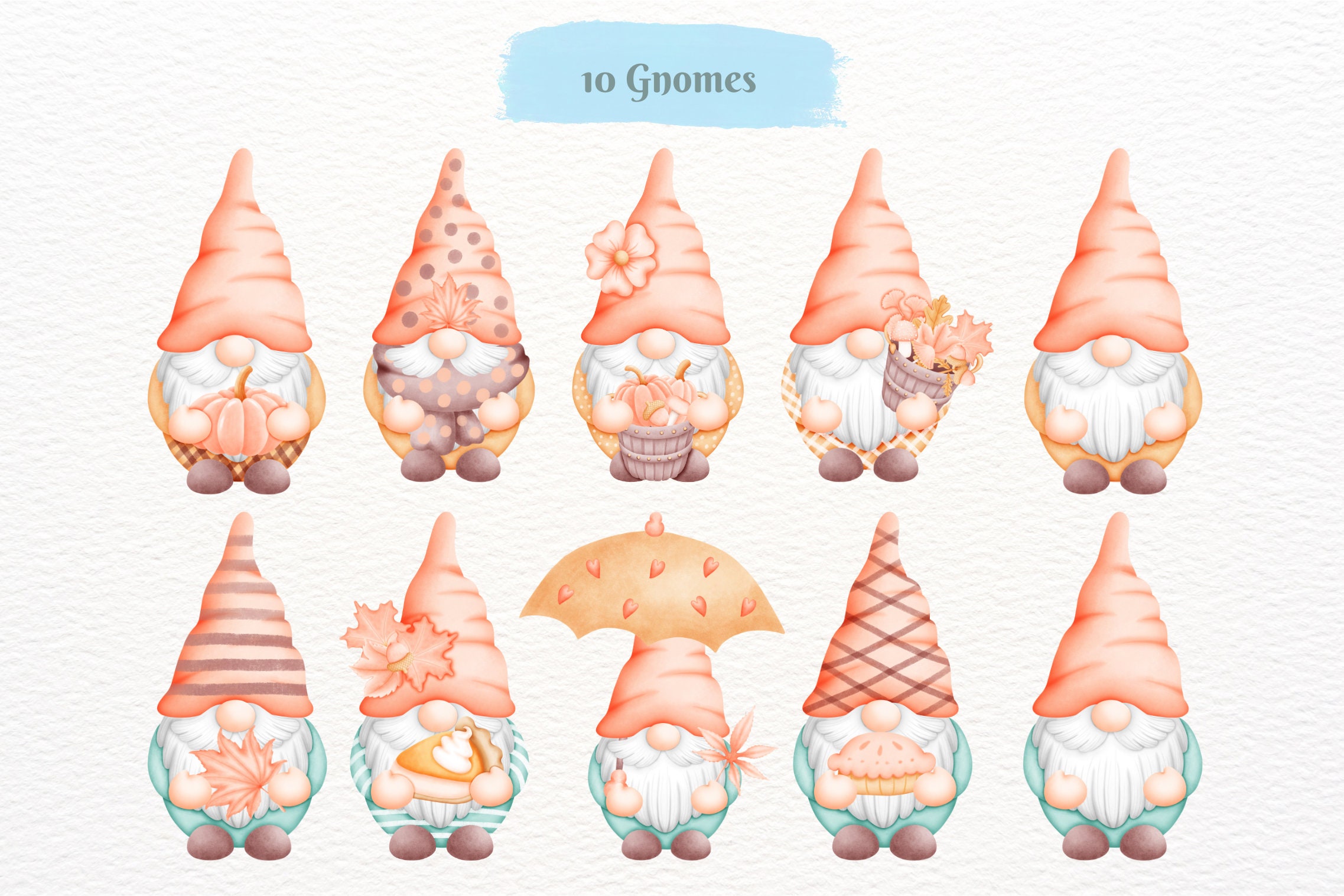Autumn Gnome Clipart Cute Watercolor Gnome Fall Clipart - Etsy