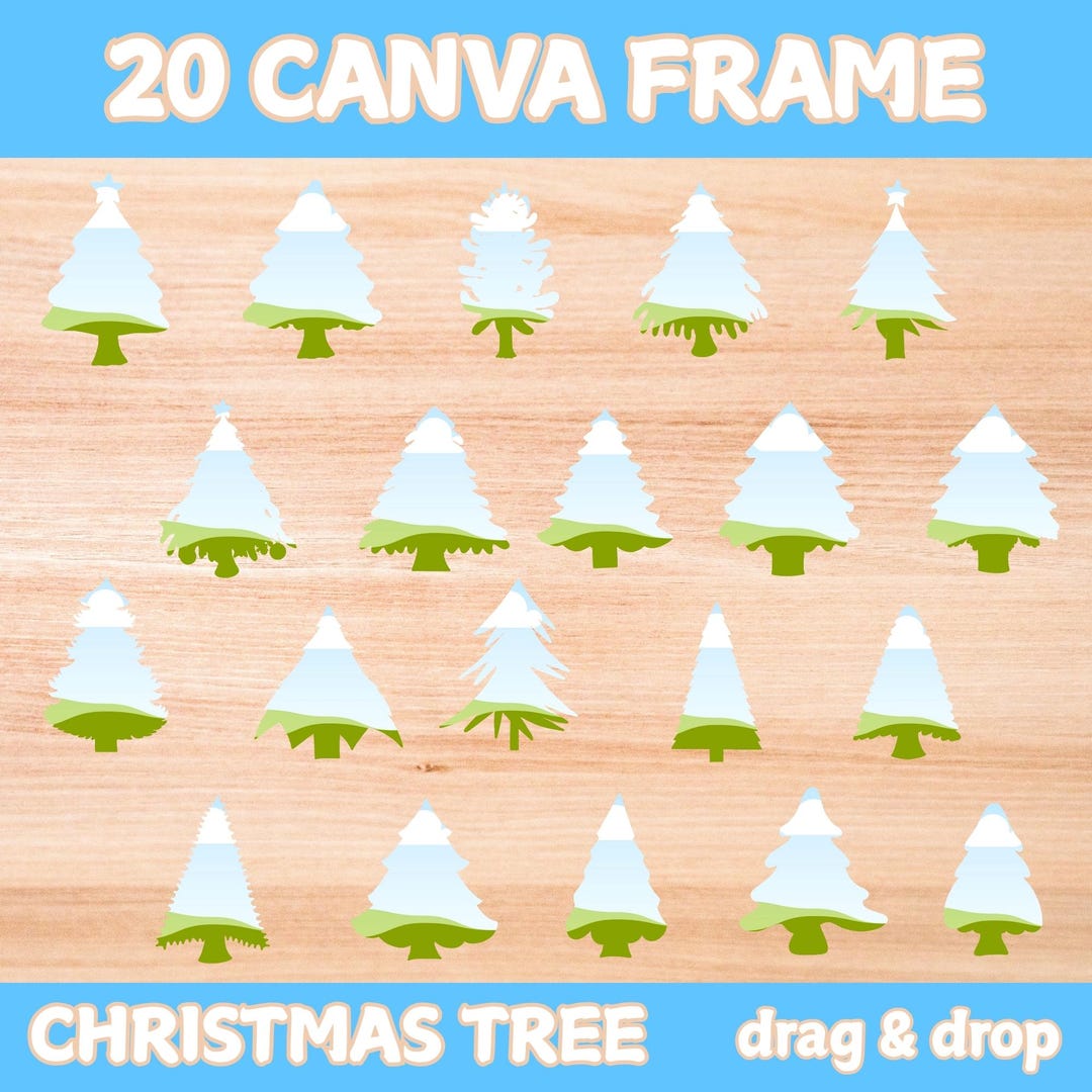 Christmas Tree Canva Frame, Holiday Canva Frame, Christmas Canva Frame ...