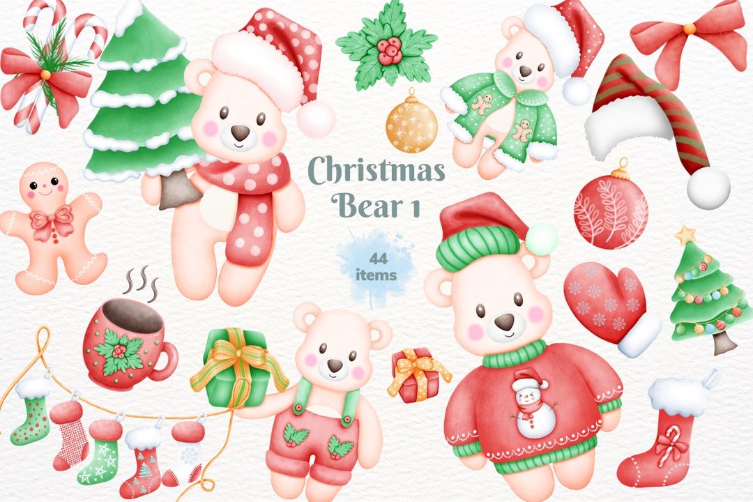 Christmas Bear Clipart, Christmas Clipart, Bear Clipart, Bear Png, Bear ...