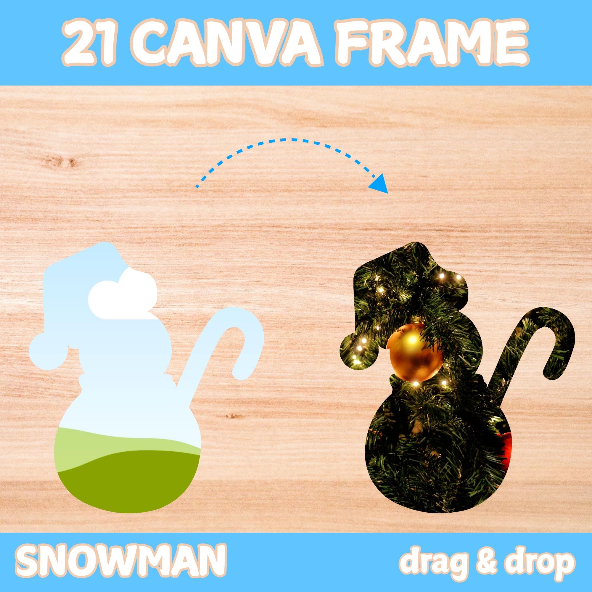 Snowman Canva Frame, Holiday Canva Frame, Canva Frame Template ...