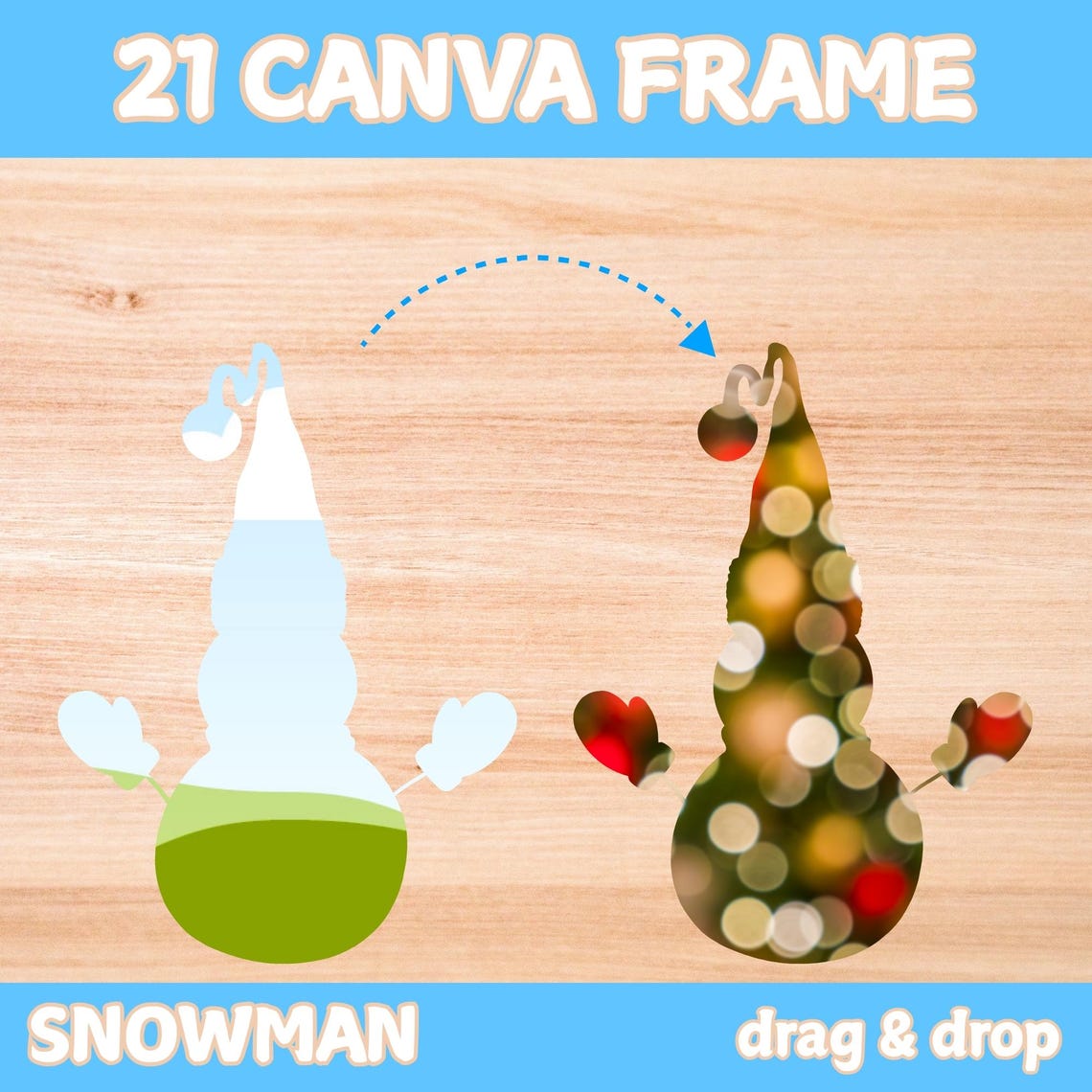Snowman Canva Frame, Holiday Canva Frame, Canva Frame Template ...