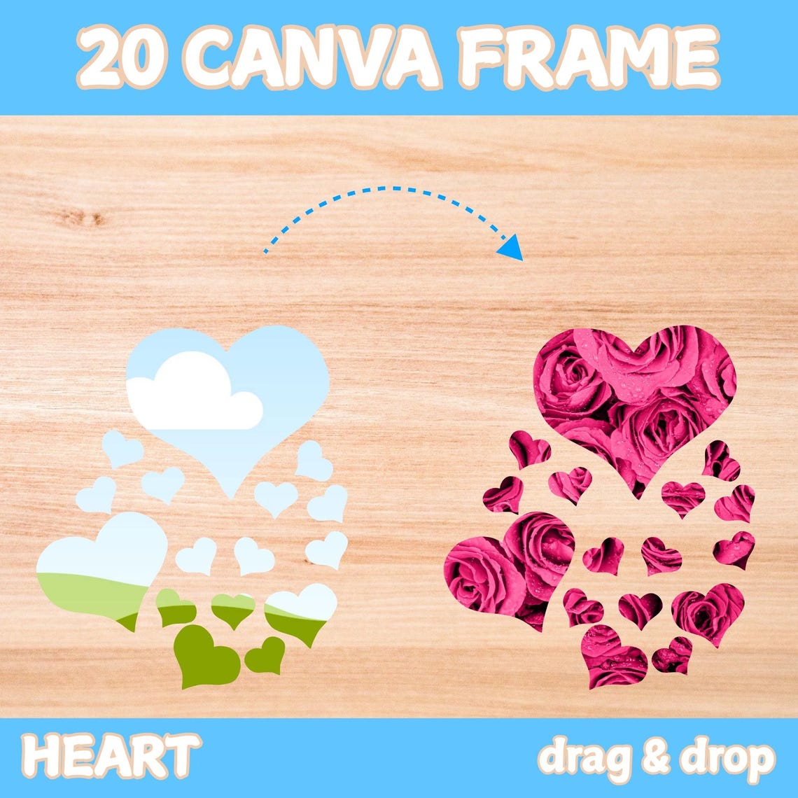 Canva Frames Heart, Drag and Drop Frame Templates, Drag and Drop Canva ...