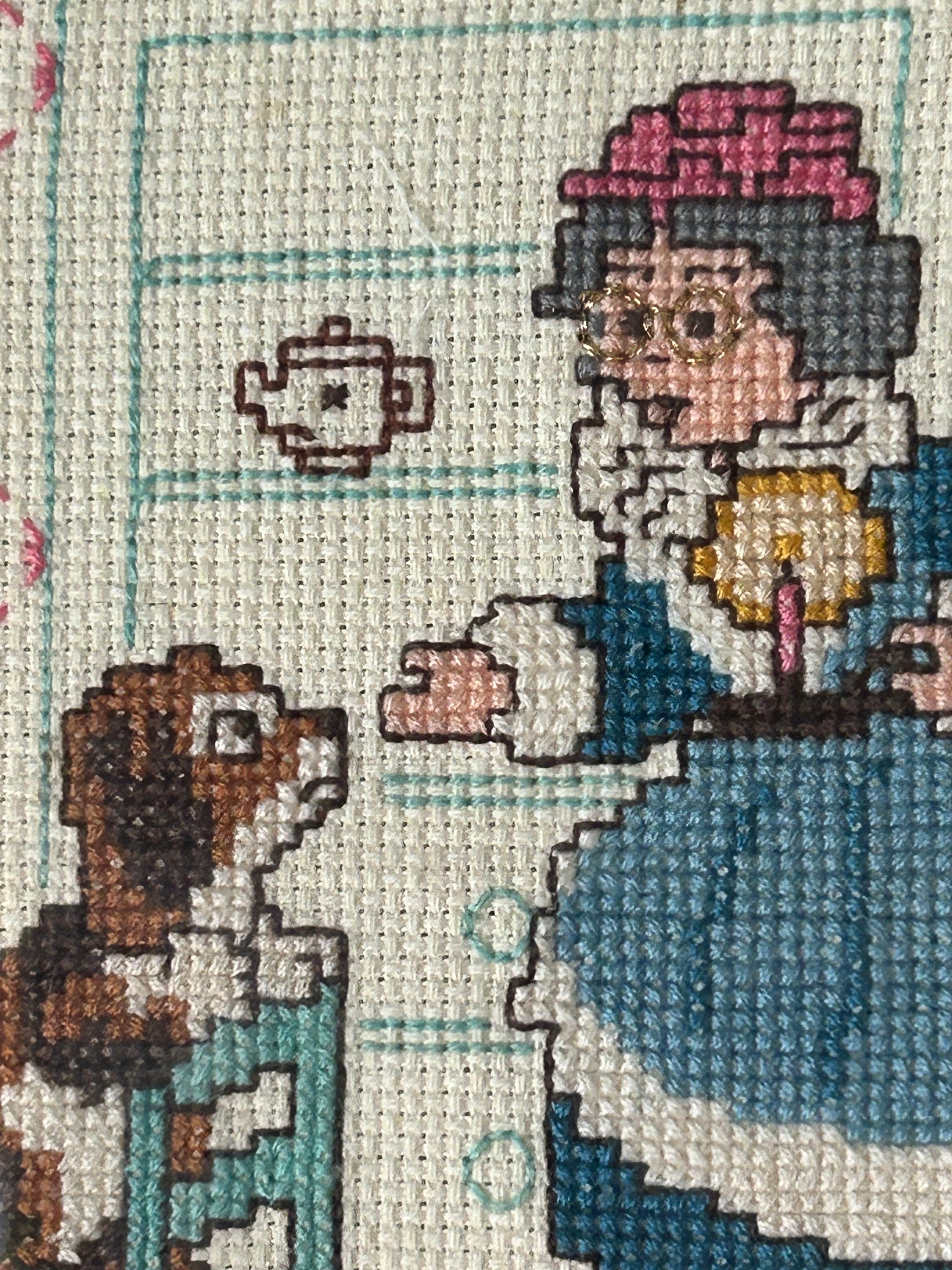 Completed Cross Stich Old Miss Hubbard Puppy Dog Candlelight ...