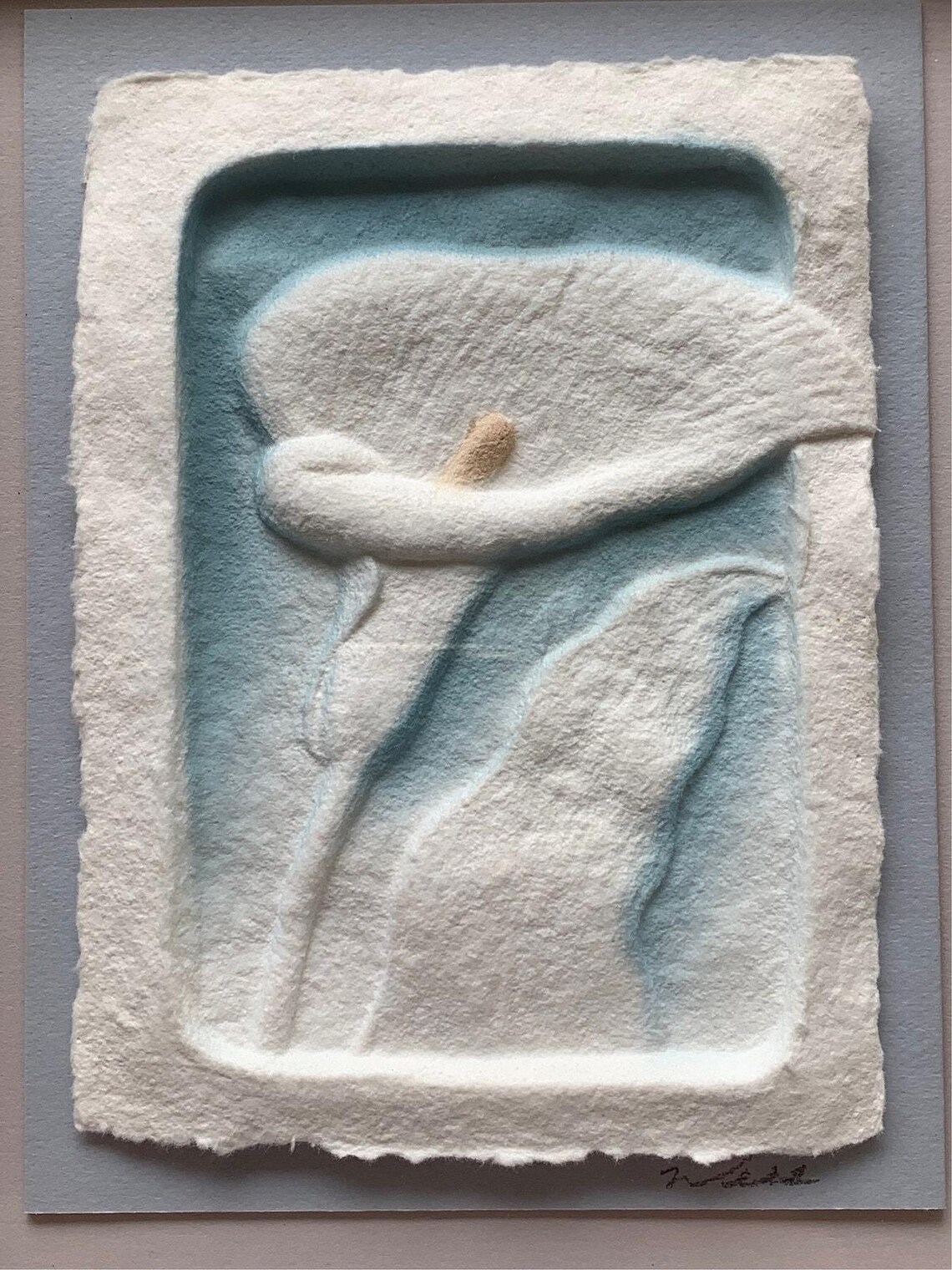 Handcast Paper Artwork- Vintage Figi Graphics- Callie Lily- Blue, White ...