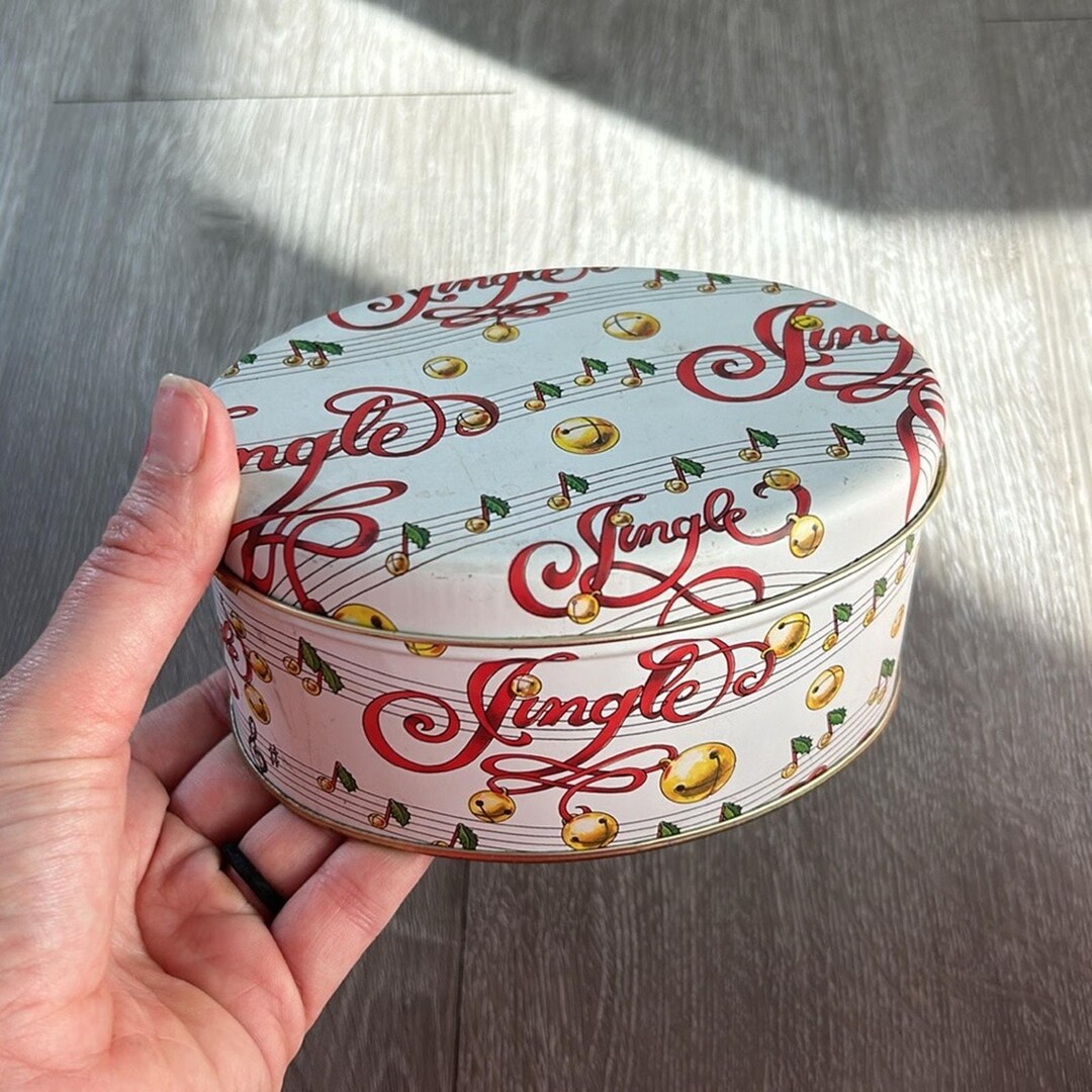 Jingle Bells- Oval - Decorative Christmas Tin- Vintage Canisters ...