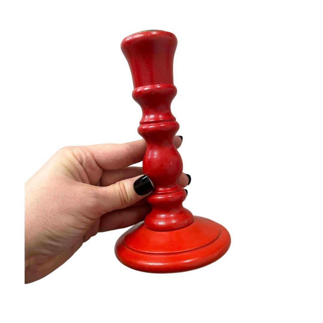 Single Red Candlestick- Vintage Wicks N Sticks- Pop of Red - Etsy