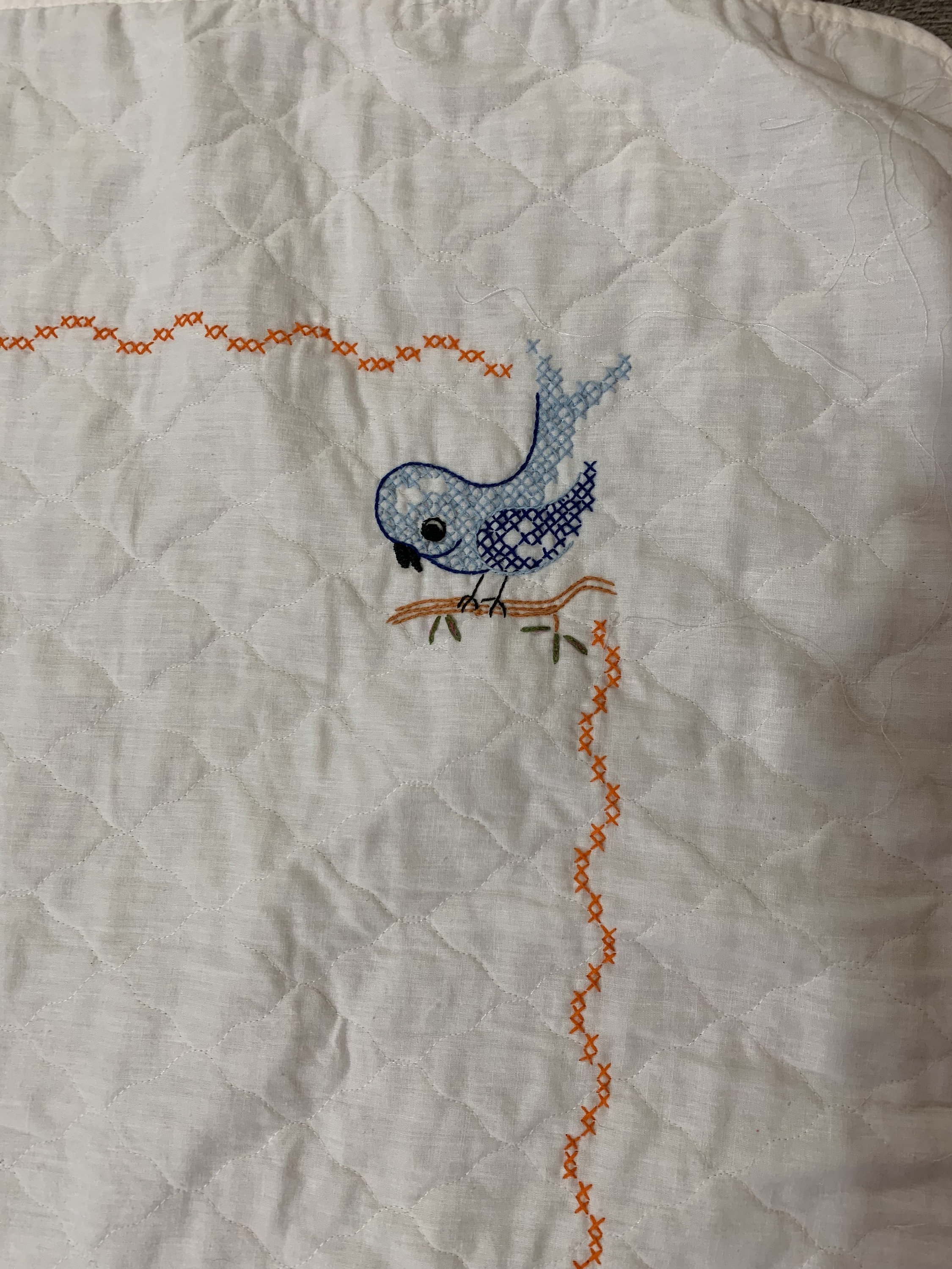 Vintage Disney Retro Micky Cross Stitched Baby Blanket, Handmade, Loose ...