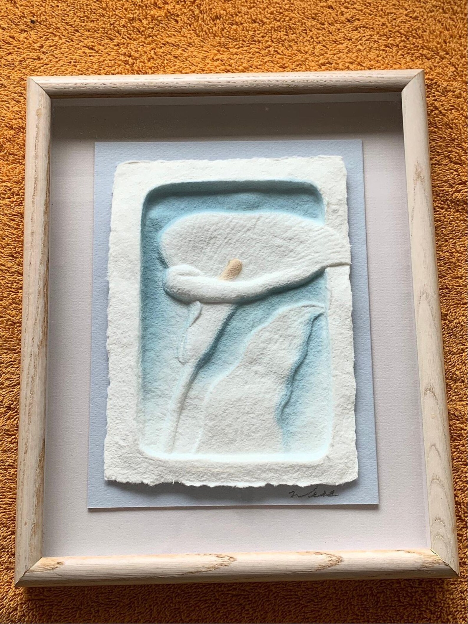 Handcast Paper Artwork- Vintage Figi Graphics- Callie Lily- Blue, White ...