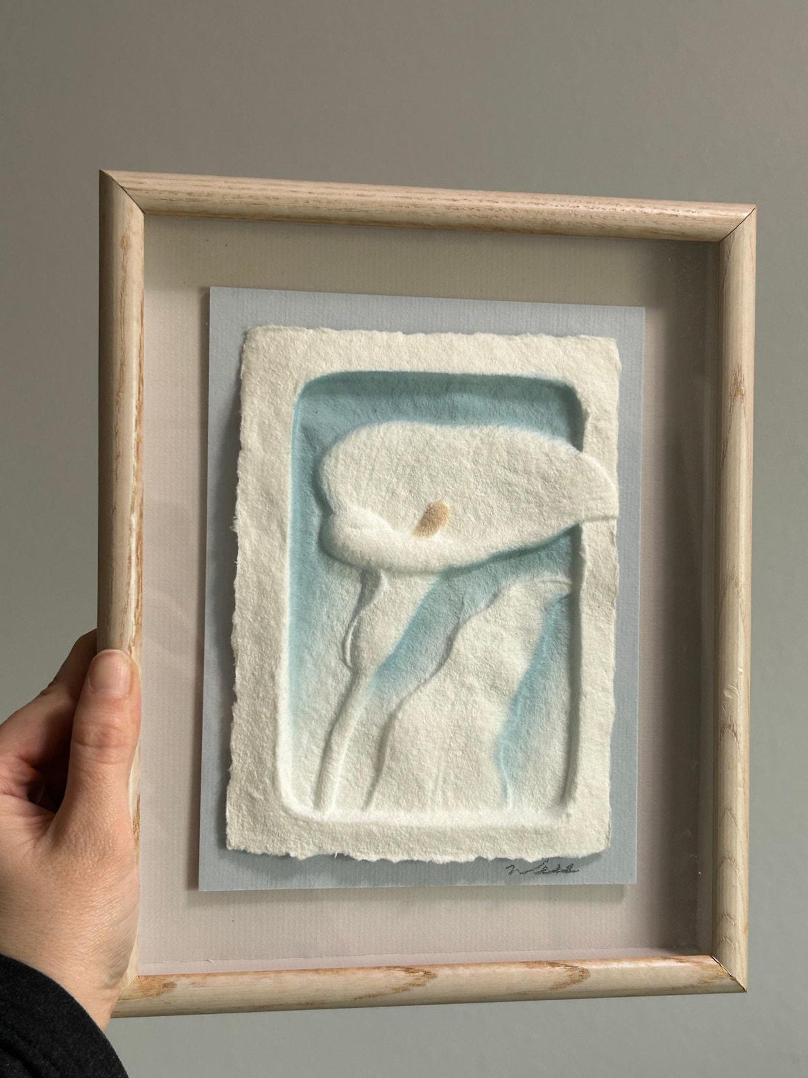 Handcast Paper Artwork- Vintage Figi Graphics- Callie Lily- Blue, White ...