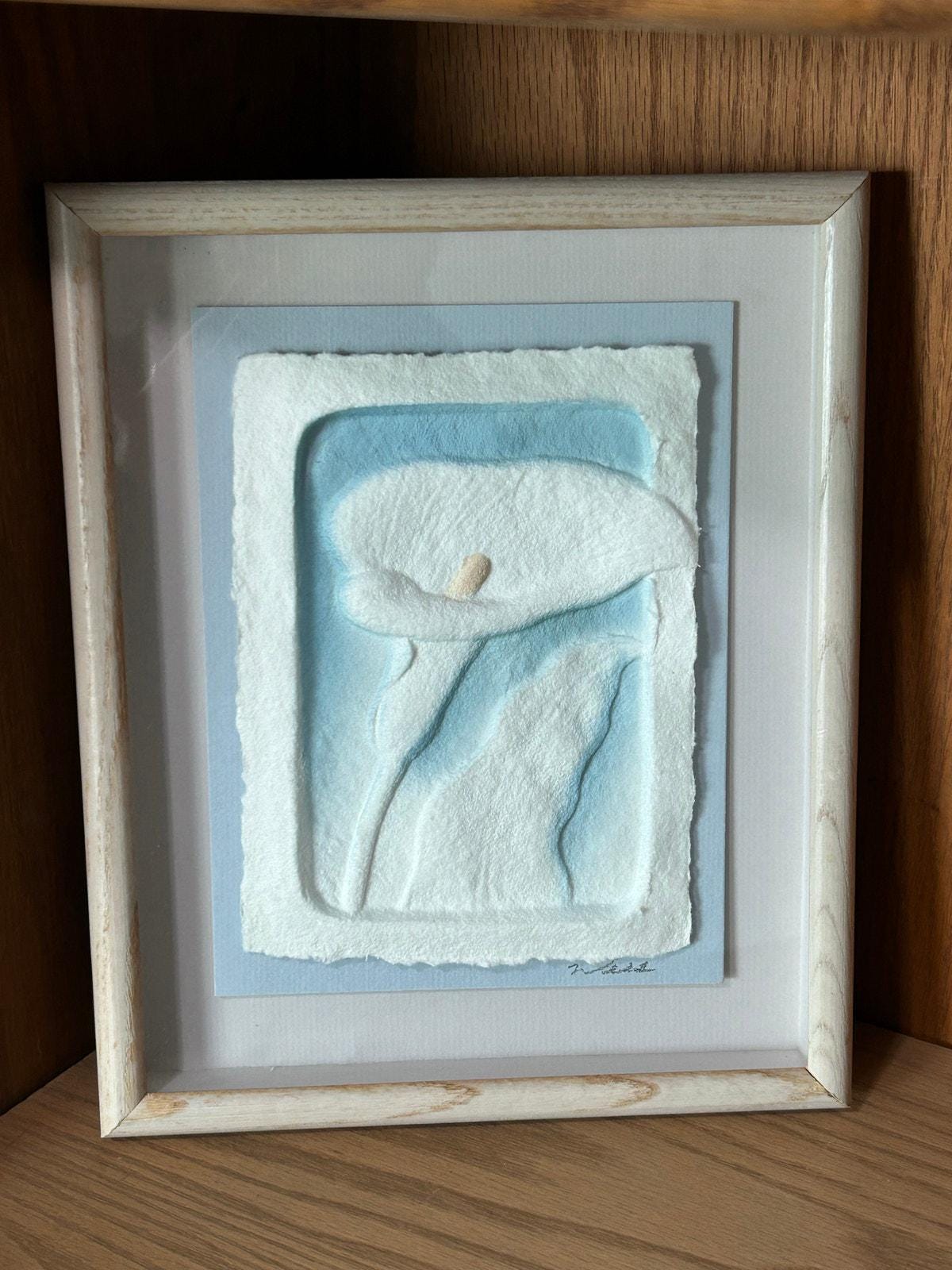 Handcast Paper Artwork- Vintage Figi Graphics- Callie Lily- Blue, White ...