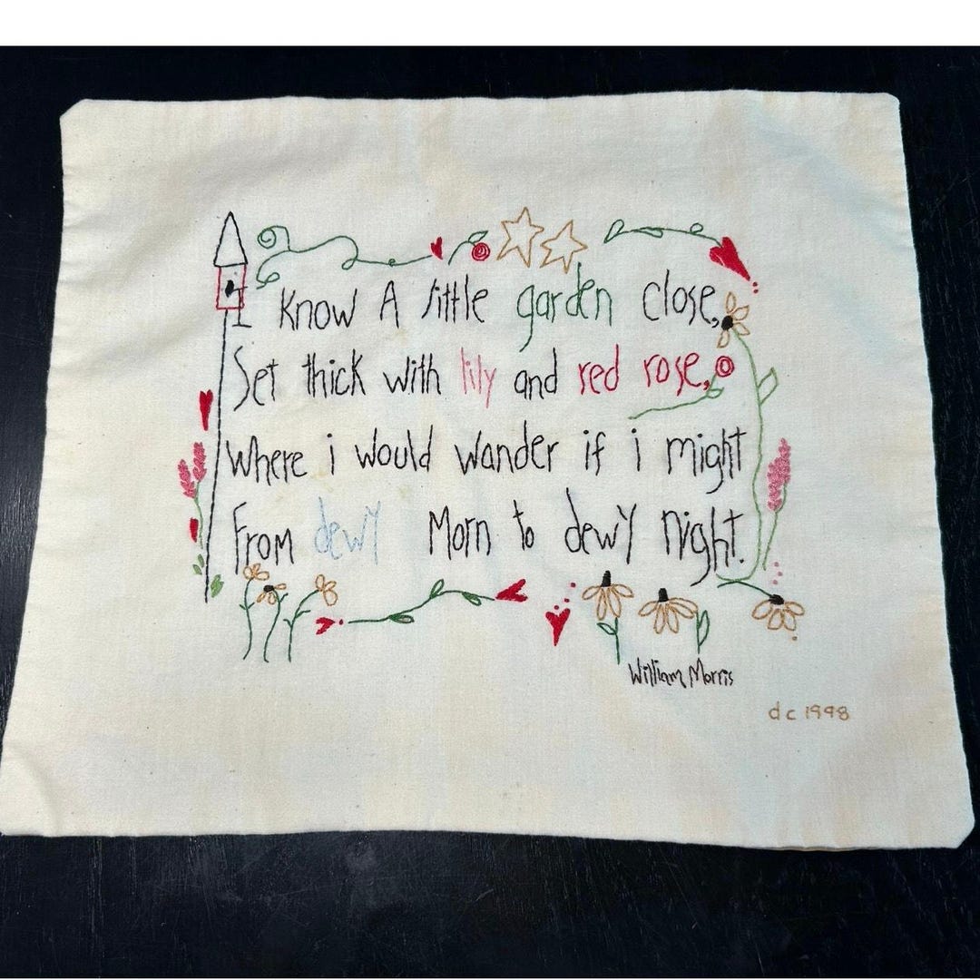 Vintage Cottagecore- Farmhouse- a Garden by the Sea Poem Needlepoint ...