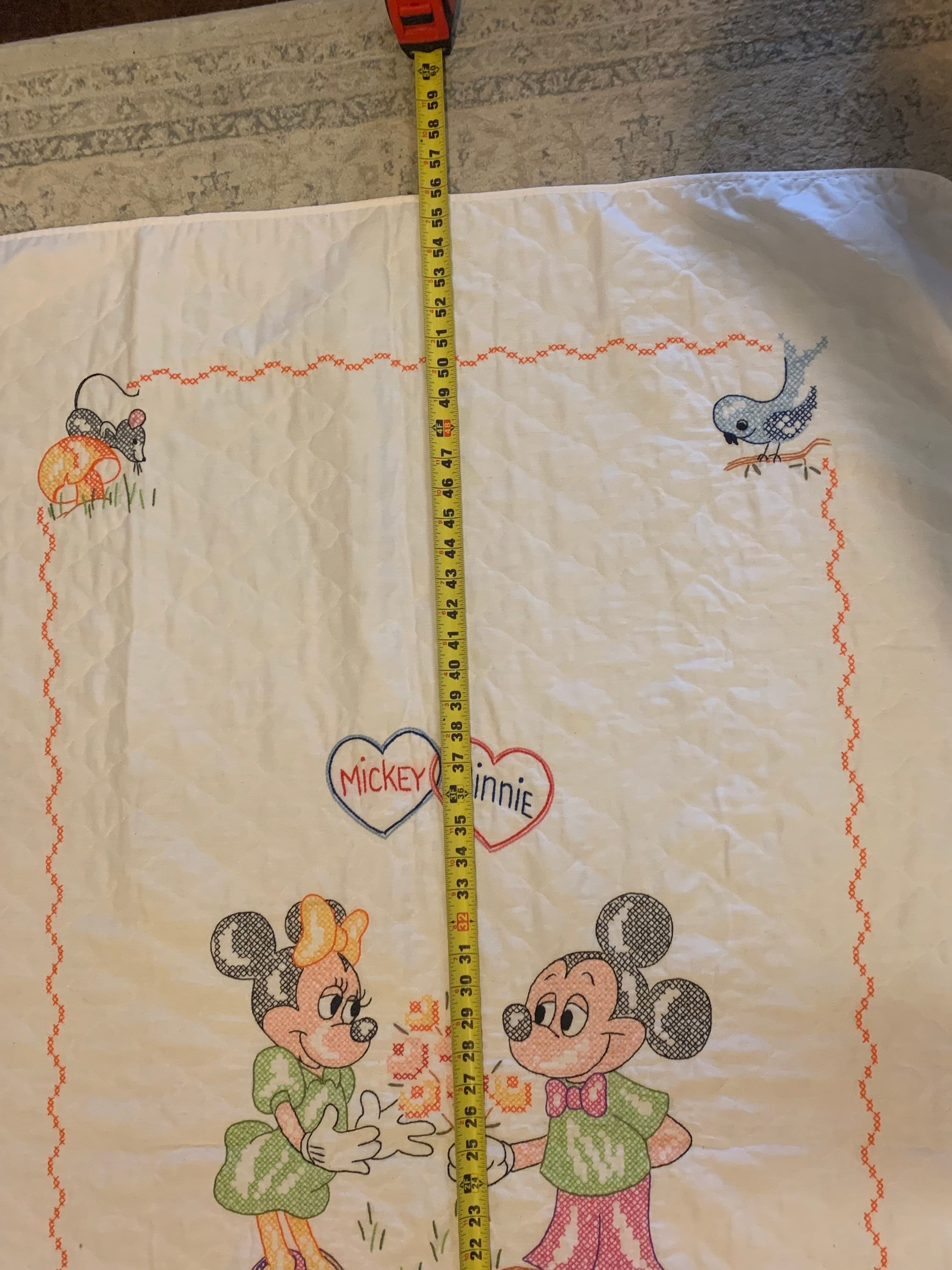 Vintage Disney Retro Micky Cross Stitched Baby Blanket, Handmade, Loose ...