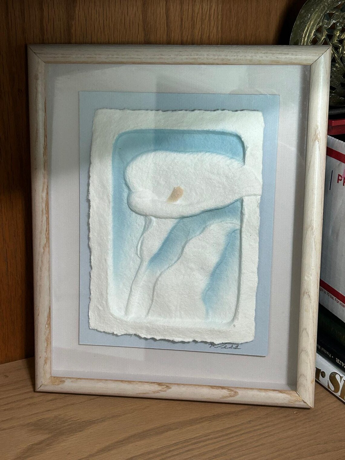 Handcast Paper Artwork- Vintage Figi Graphics- Callie Lily- Blue, White ...
