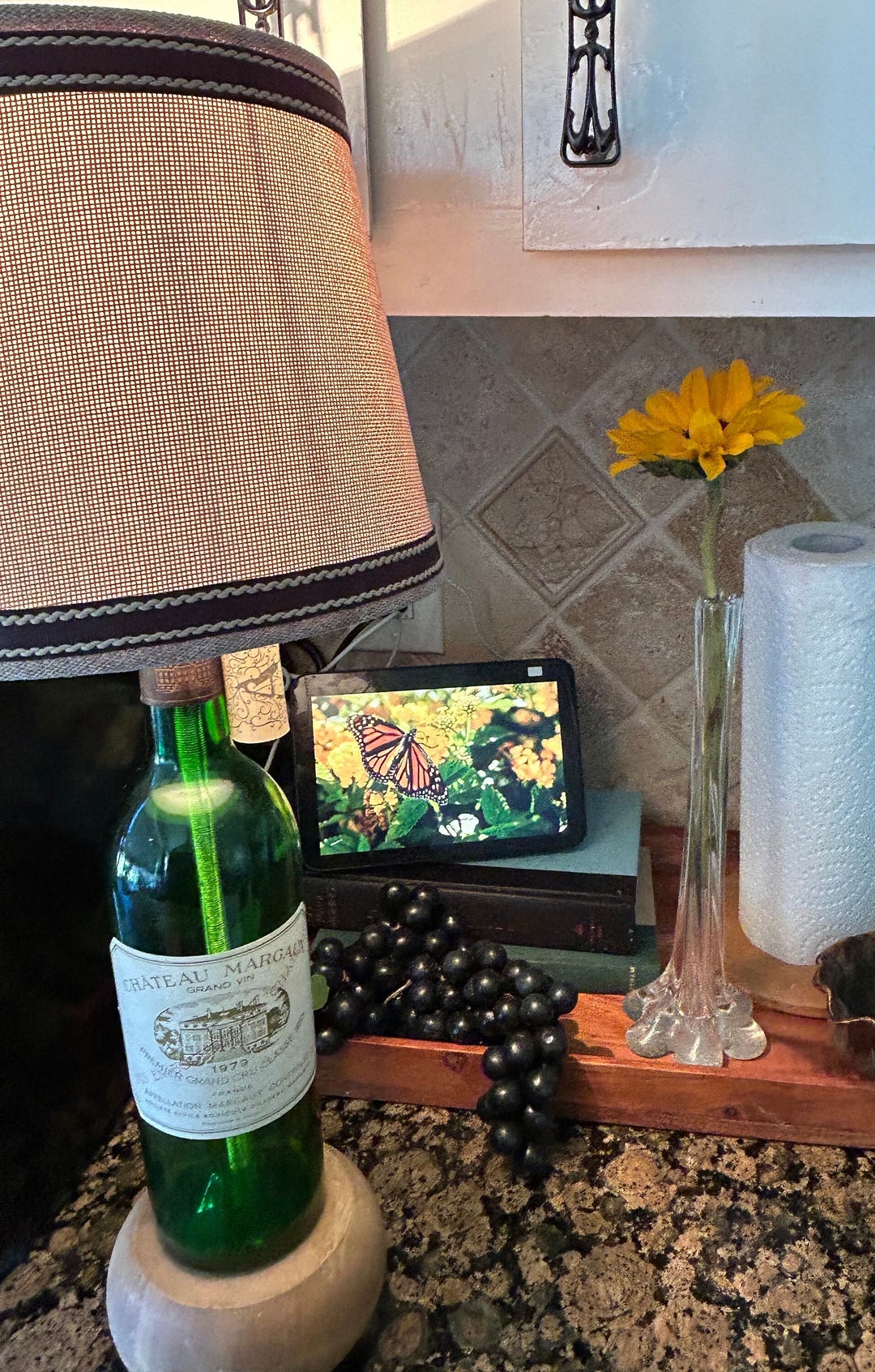 Emerald Green Wine Bottle Lamp Cork Pull Lamp Chain Vintage Wine Bottle ...