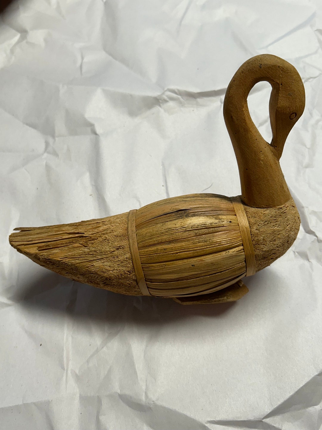 Swan Light Wooden 1980s Wood Cork and Reed Swan Made in Philippines ...