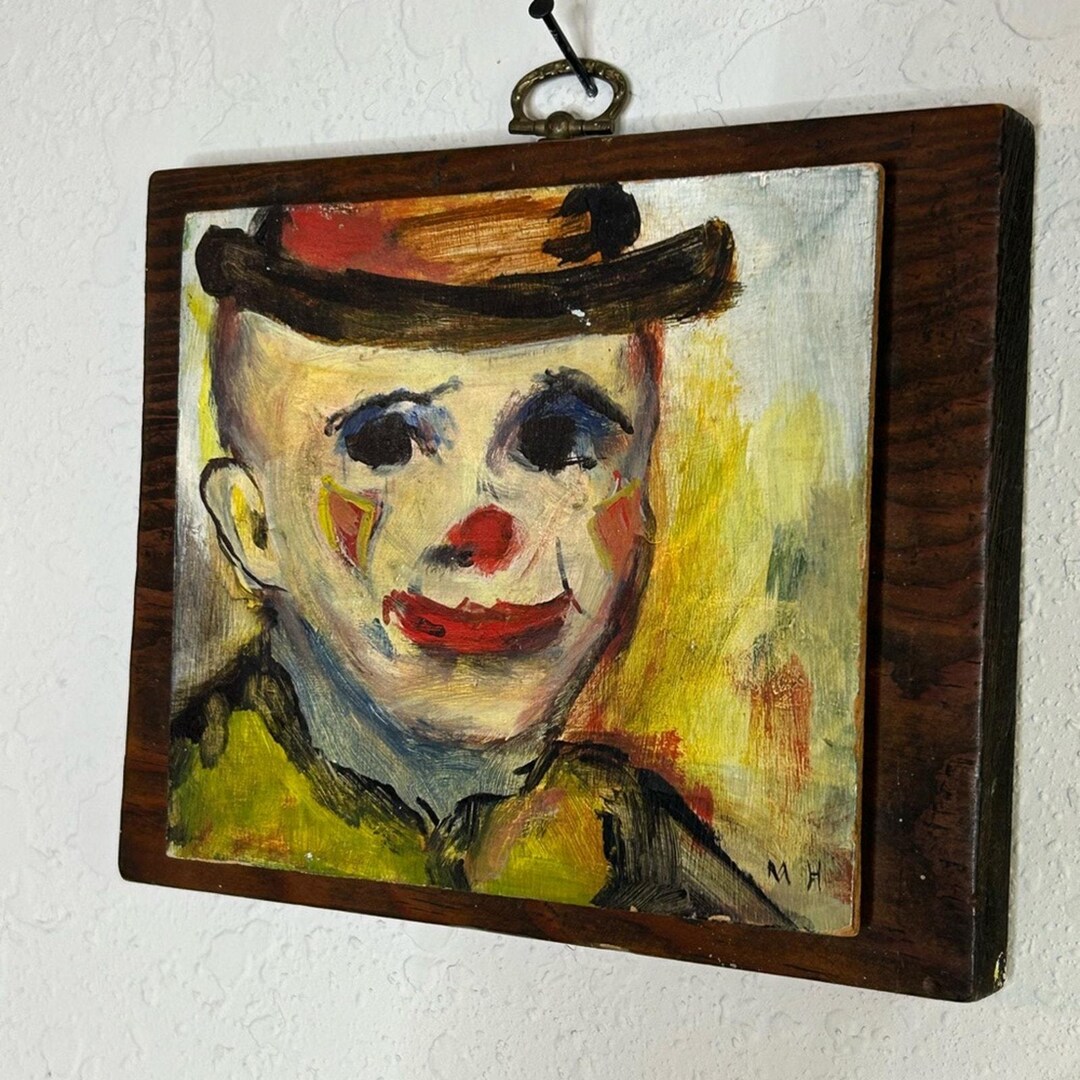 Colorful Clown Art Work, Canvas Board Mounted - Artist MH - Original ...