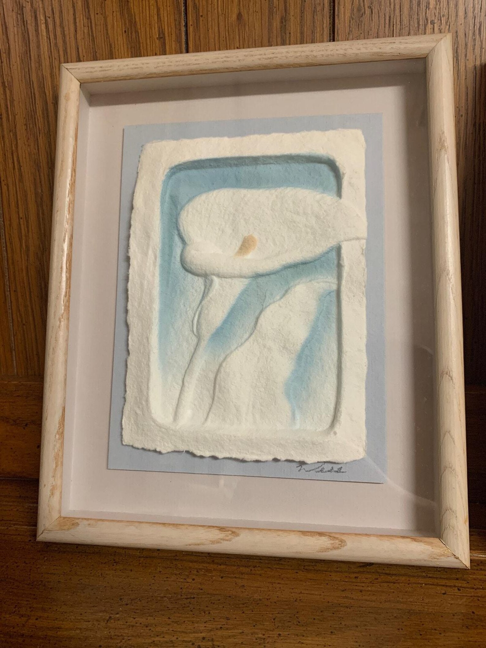 Handcast Paper Artwork- Vintage Figi Graphics- Callie Lily- Blue, White ...