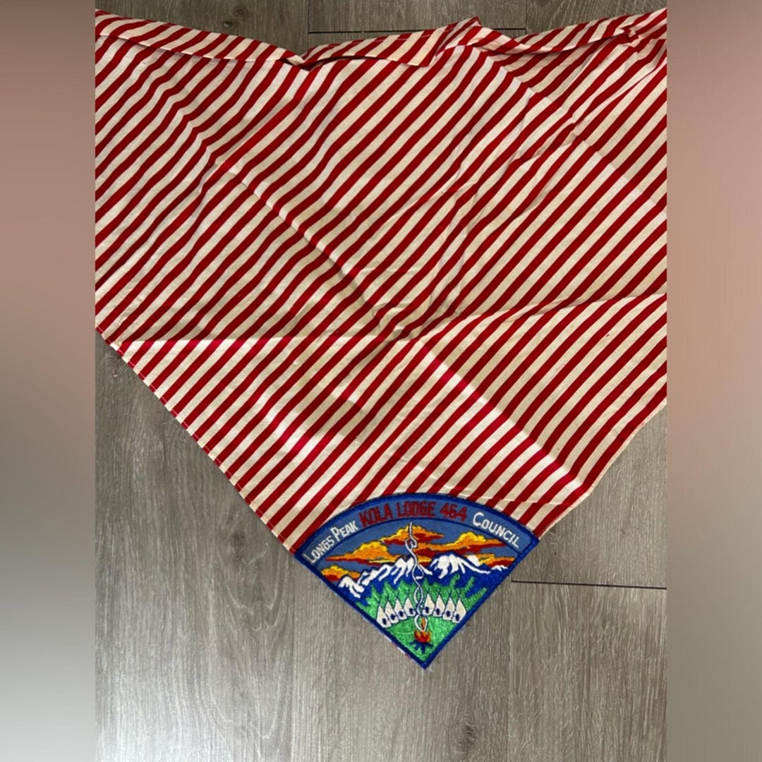 Vintage Camping Scarf Red White Longs Peak Council Kola Lodge 464 - Etsy