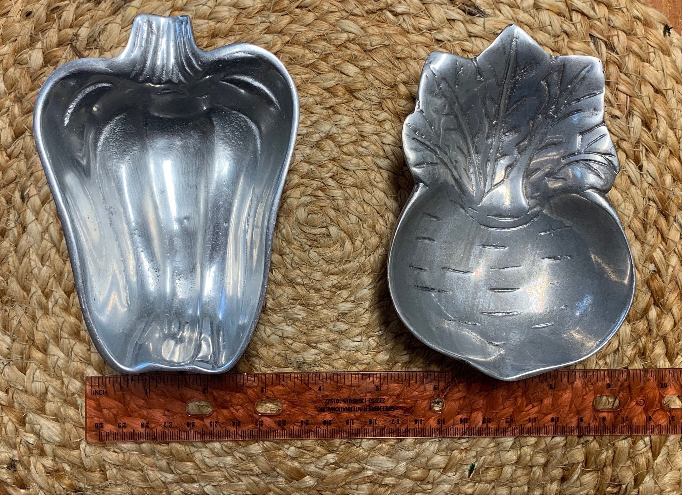 Vintage Heavy Silver Toned Metal Trays Turnip & Bell - Etsy