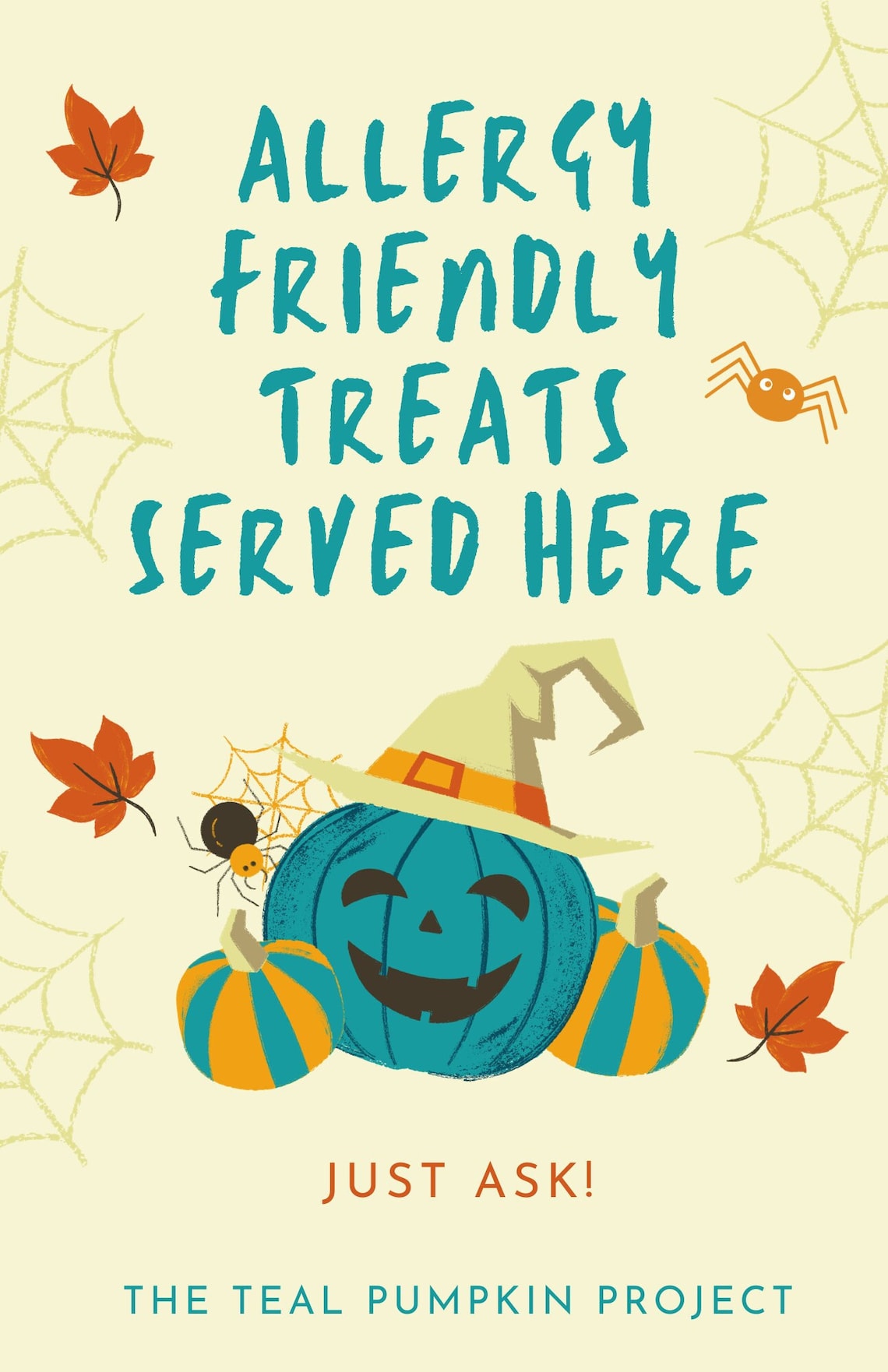 Allergy Friendly Halloween Sign, Trick or Treat Yard Sign, Printable ...