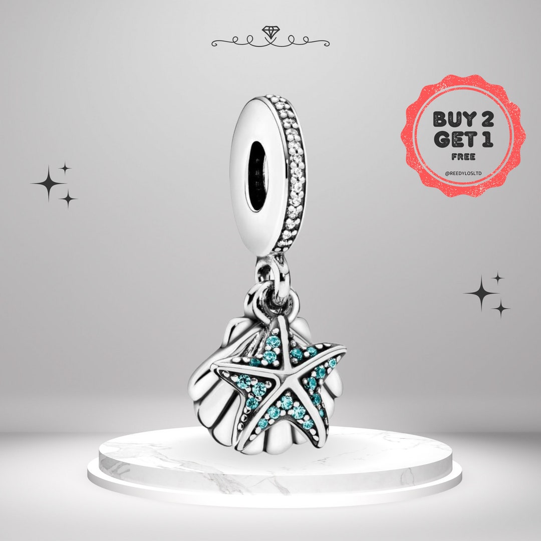Starfish & Sea Shell Dangle Charm for Pandora Bracelet 925 Sterling ...