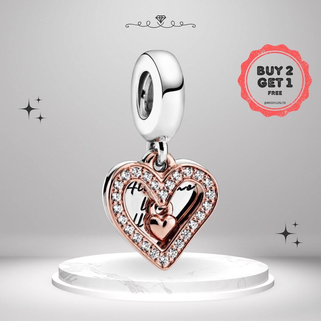 Sparkling Freehand Heart Dangle Charm for Pandora Bracelet - Etsy