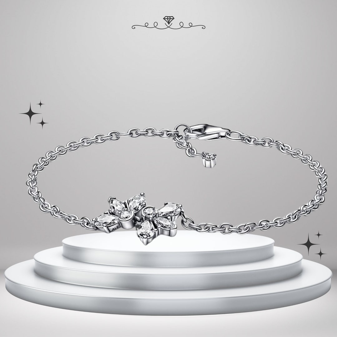 Sparkling Herbarium Cluster Chain Bracelet Fit Charm 925 - Etsy