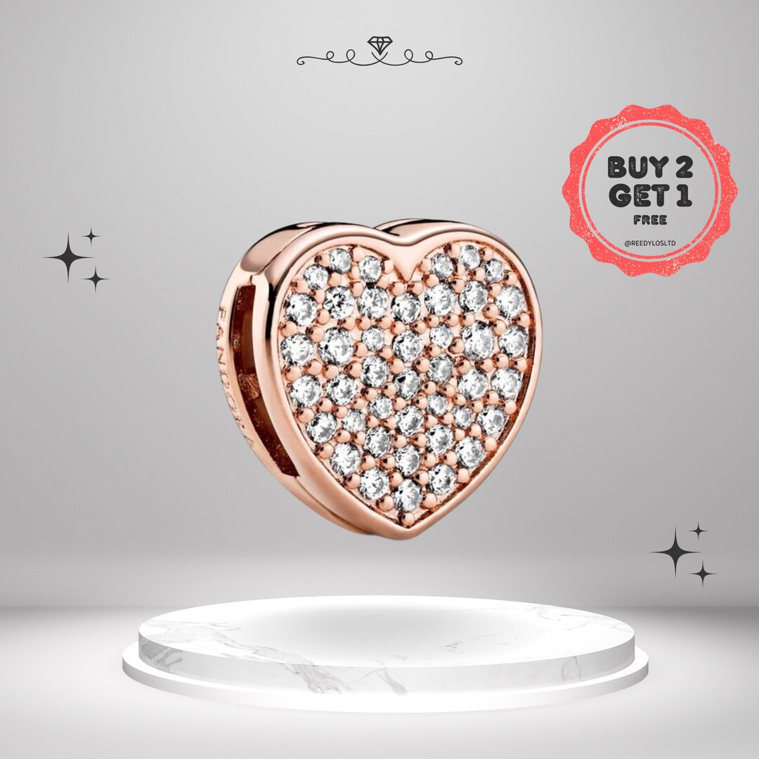 Pavé Heart Clip Charm for Pandora Bracelet 925 Sterling - Etsy