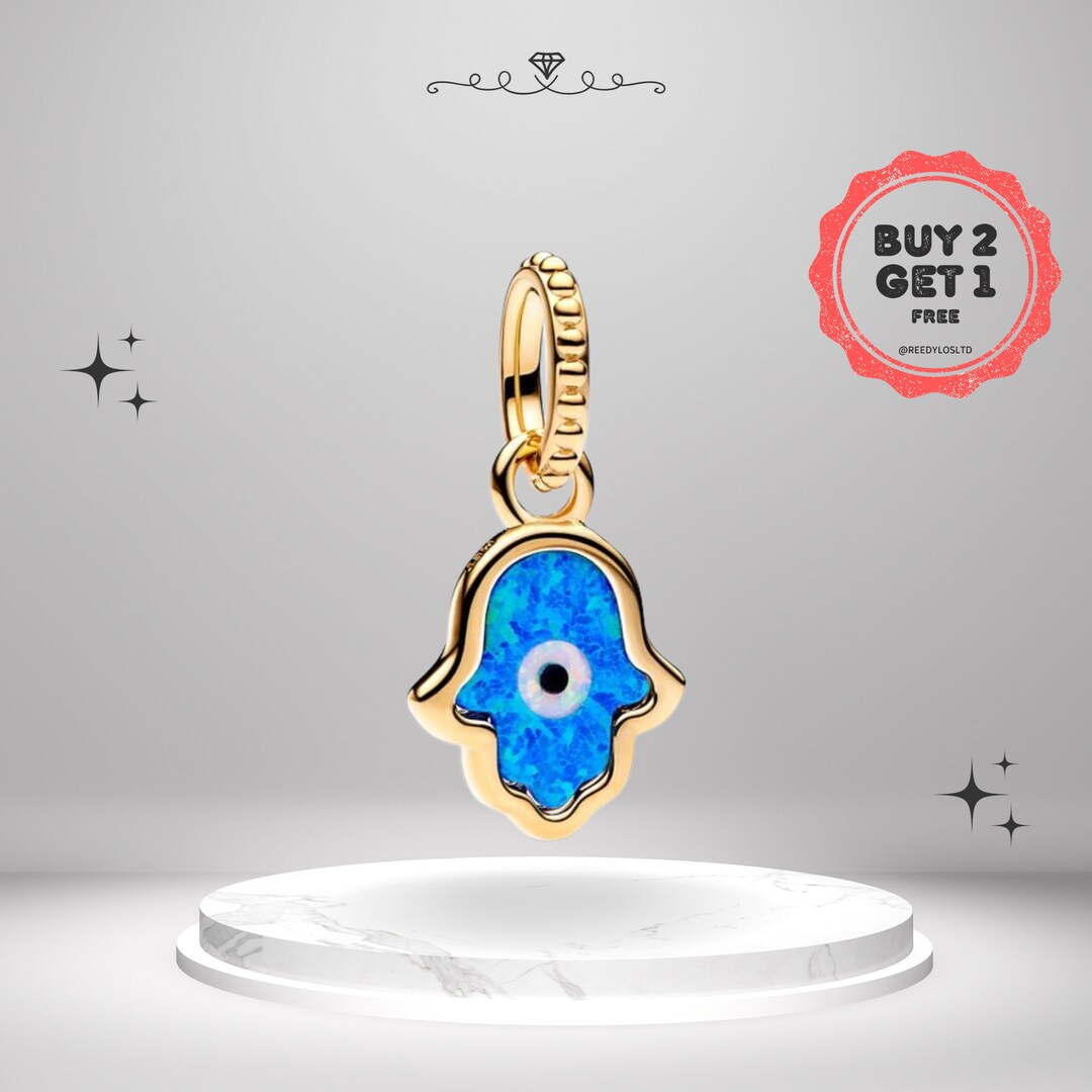 Opalescent Blue Hamsa Hand Dangle Charm Charm for Pandora - Etsy
