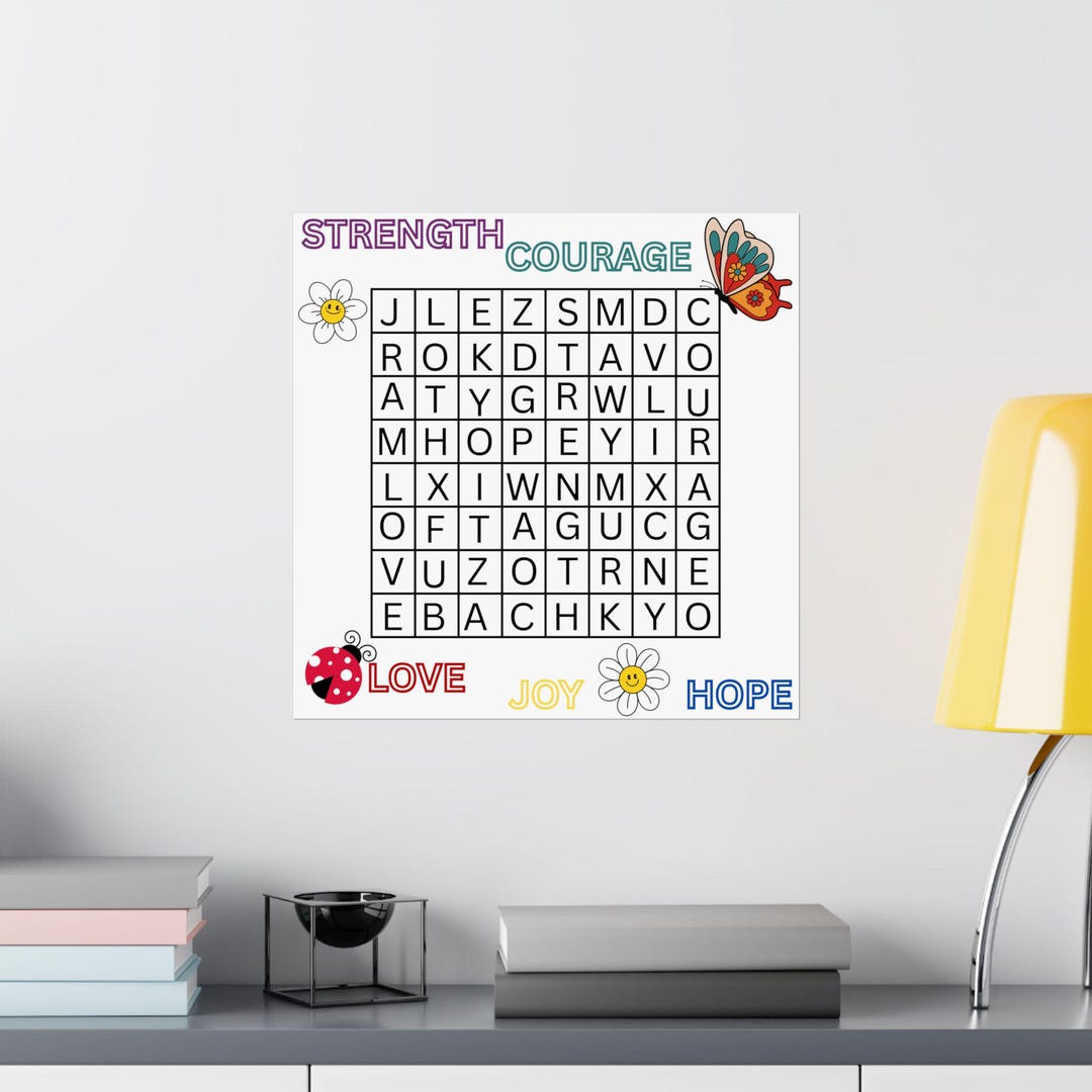 Inspirational Word Search Poster - Strength, Courage, Love, Joy, Hope ...