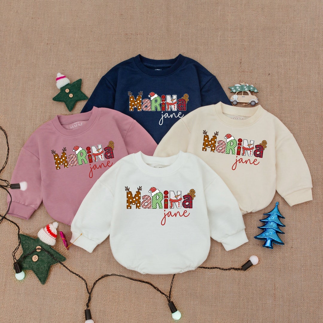 Custom Name Christmas Bodysuit, Santa Bubble Romper, Baby Christmas ...