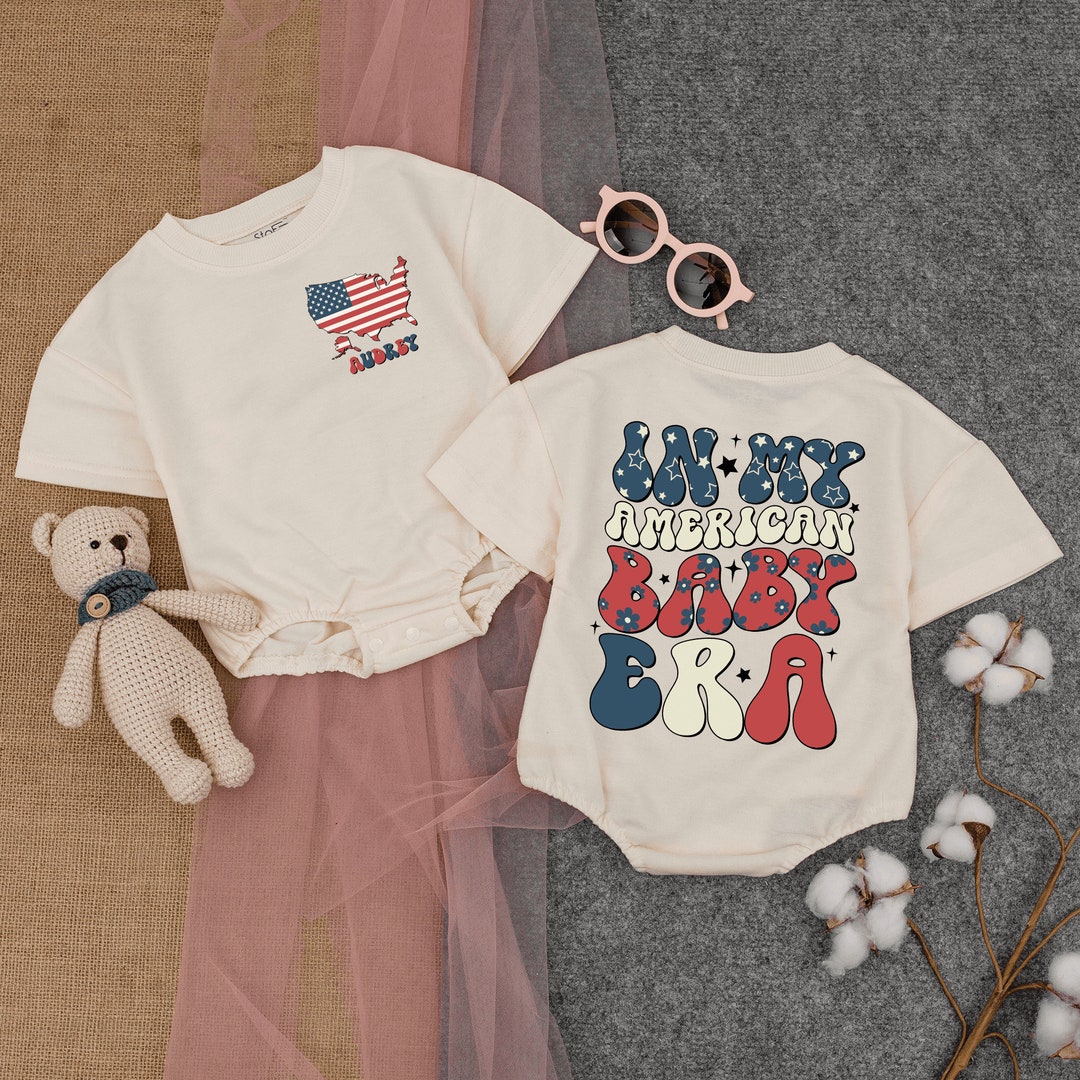 Custom in My American Baby Era Romper Short - Sleeve, Patriotic ...