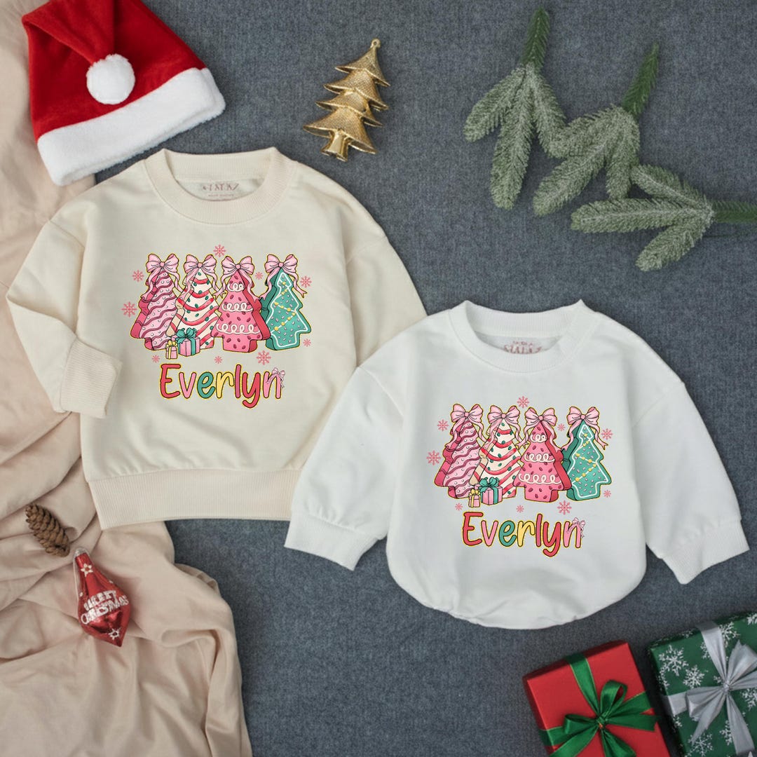 Personalized Christmas Pine Tree Bubble Romper, Custom Name First ...