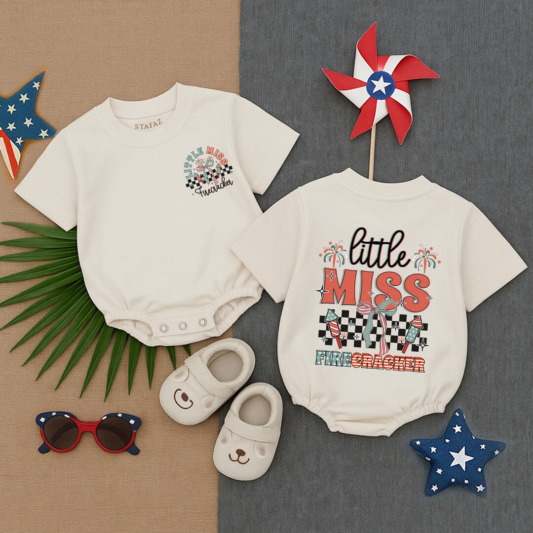 Little Miss Fireworks T-shirt Bubble, Toddler 4th of July Outfit, Baby ...