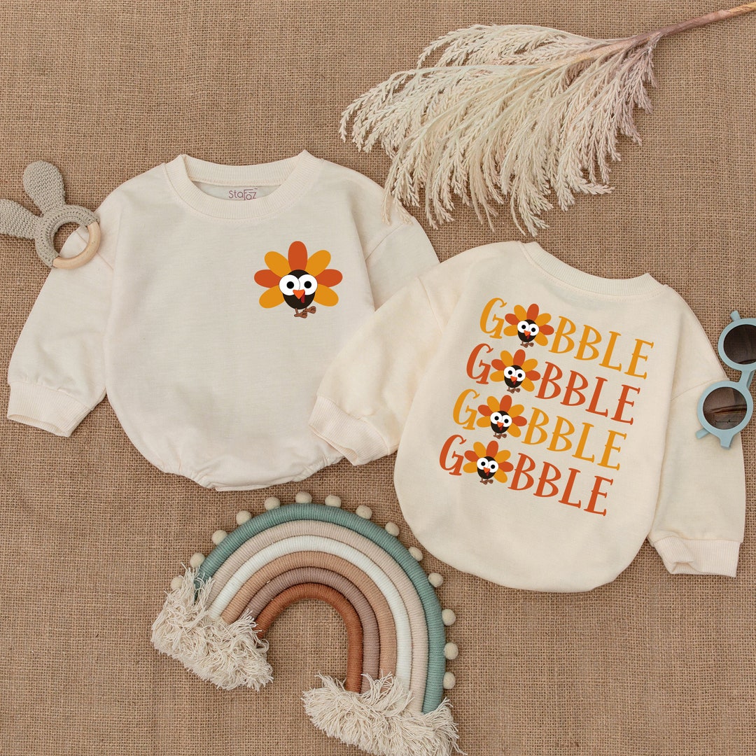 Gobble Baby Outfit,first Thanksgiving Bubble Romper,baby Thanksgiving ...