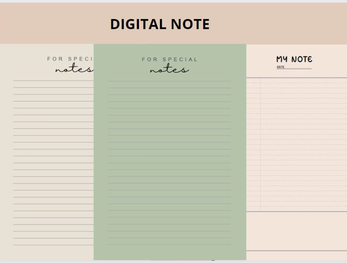Digital Note Template , Digital Note , Note Paper , Instant Download ...