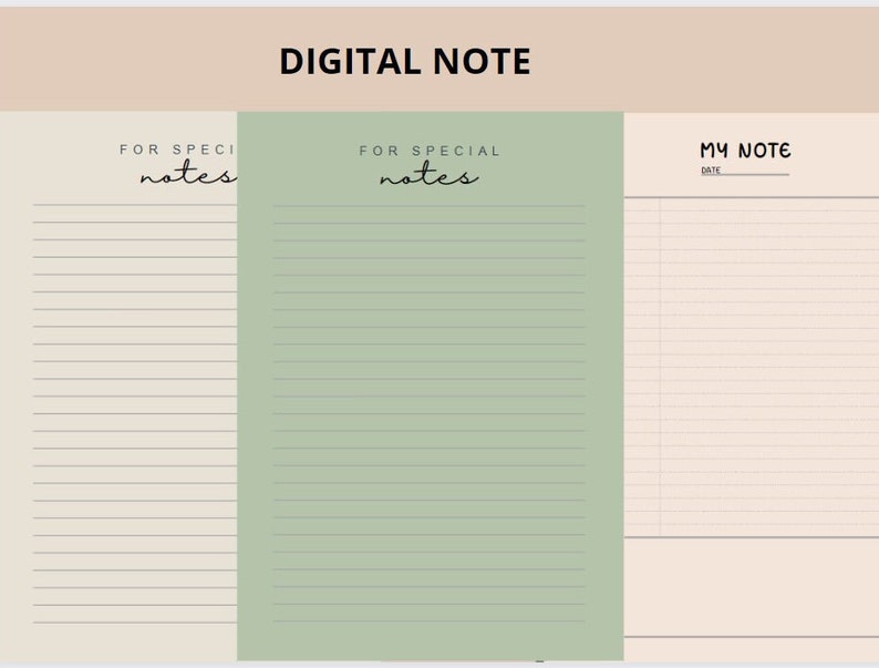 Digital Note Template , Digital Note , Note Paper , Instant Download ...