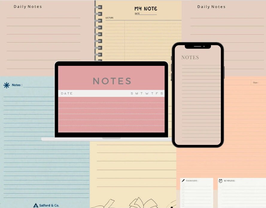 Note Taking Paper Templates , Digital Notebook Templates , A4 Letter ...