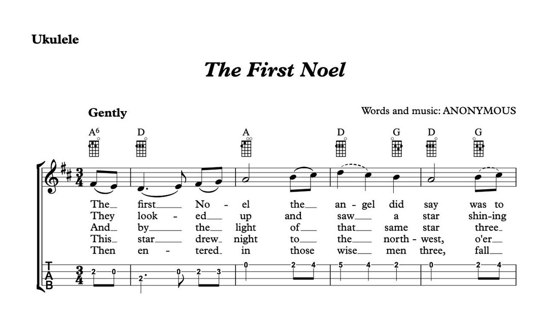 The First Noel for Ukulele With TAB - Etsy