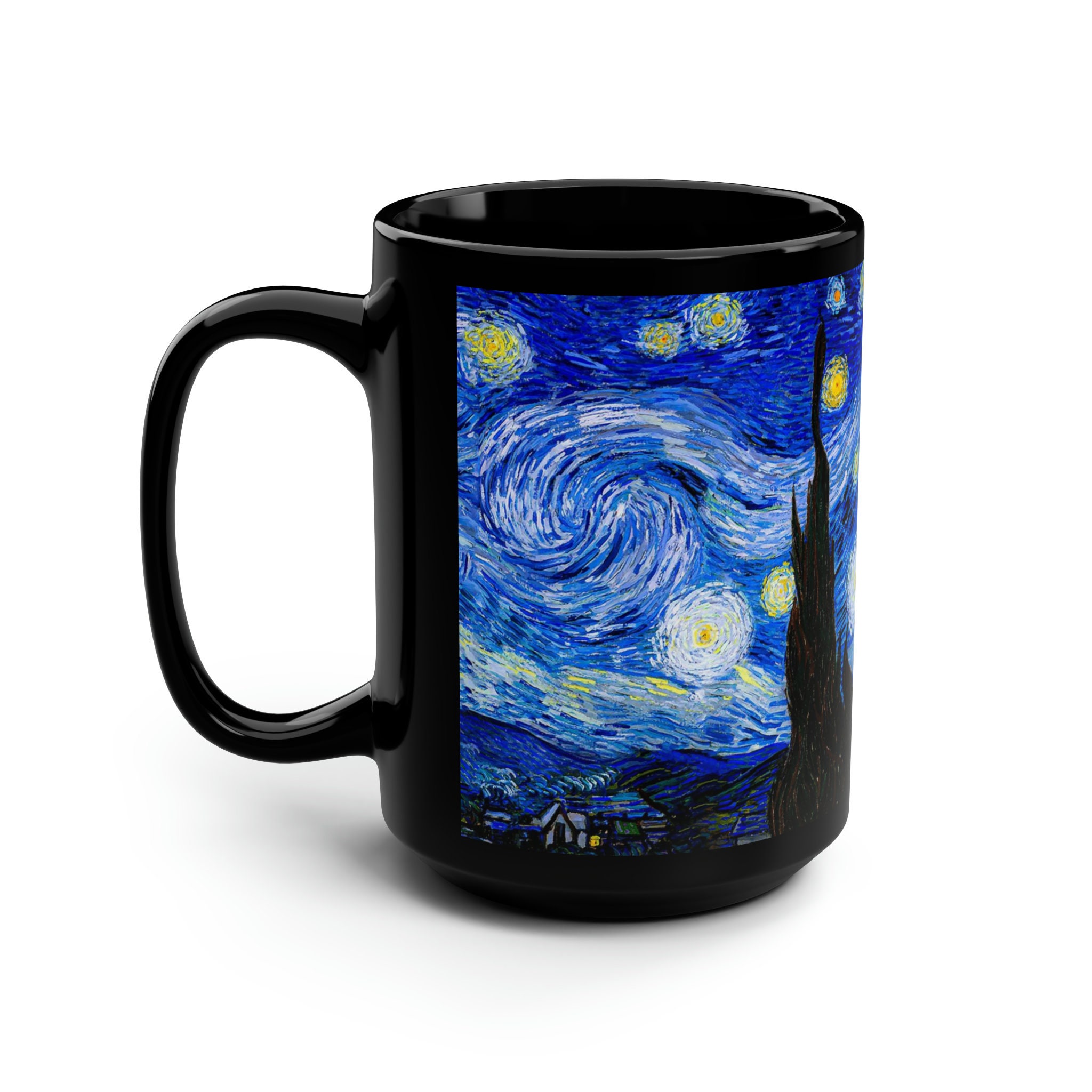 Starry Night 15 Oz Black Ceramic Large Van Gogh Mug Mazevoo Mug Starry ...