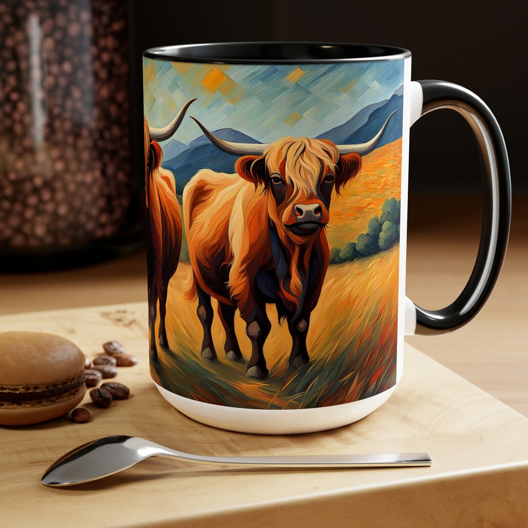 Large Highland Cow Mug | Original Huge Cow Mug Famous Painting ...