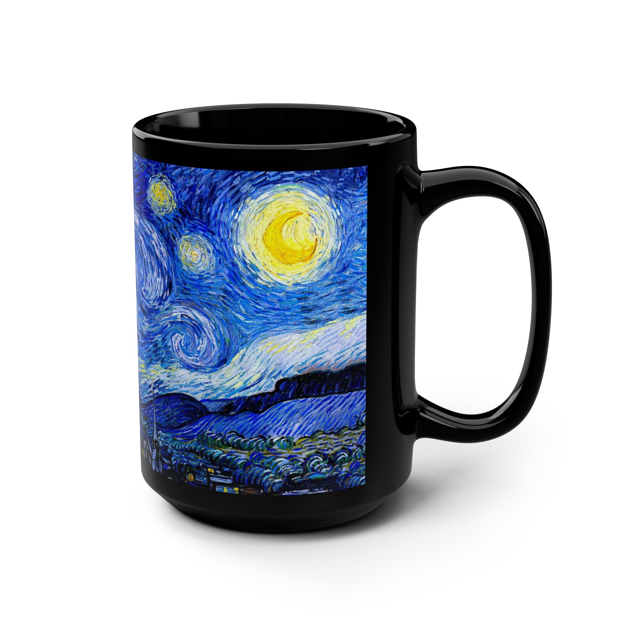 Starry Night 15 Oz Black Ceramic Large Van Gogh Mug Mazevoo Mug Starry ...