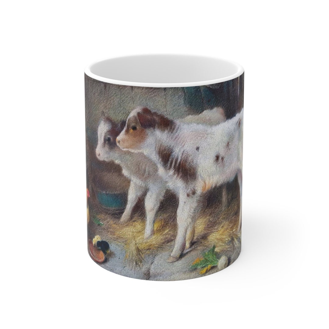 Classic Farm Animal Mug | Barn Baby Calf Cow Mug | Chicken Mug for ...