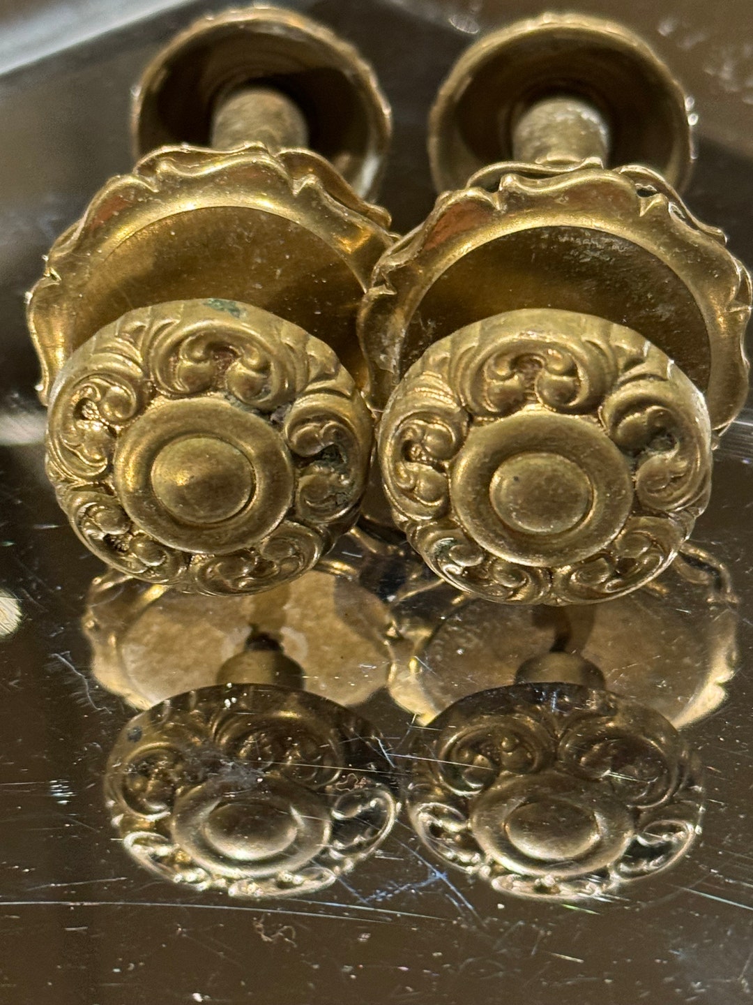 Antique, Brass Door Knob, Vintage Door Knob, Rustic, Primitive, Stamped Brass - Etsy