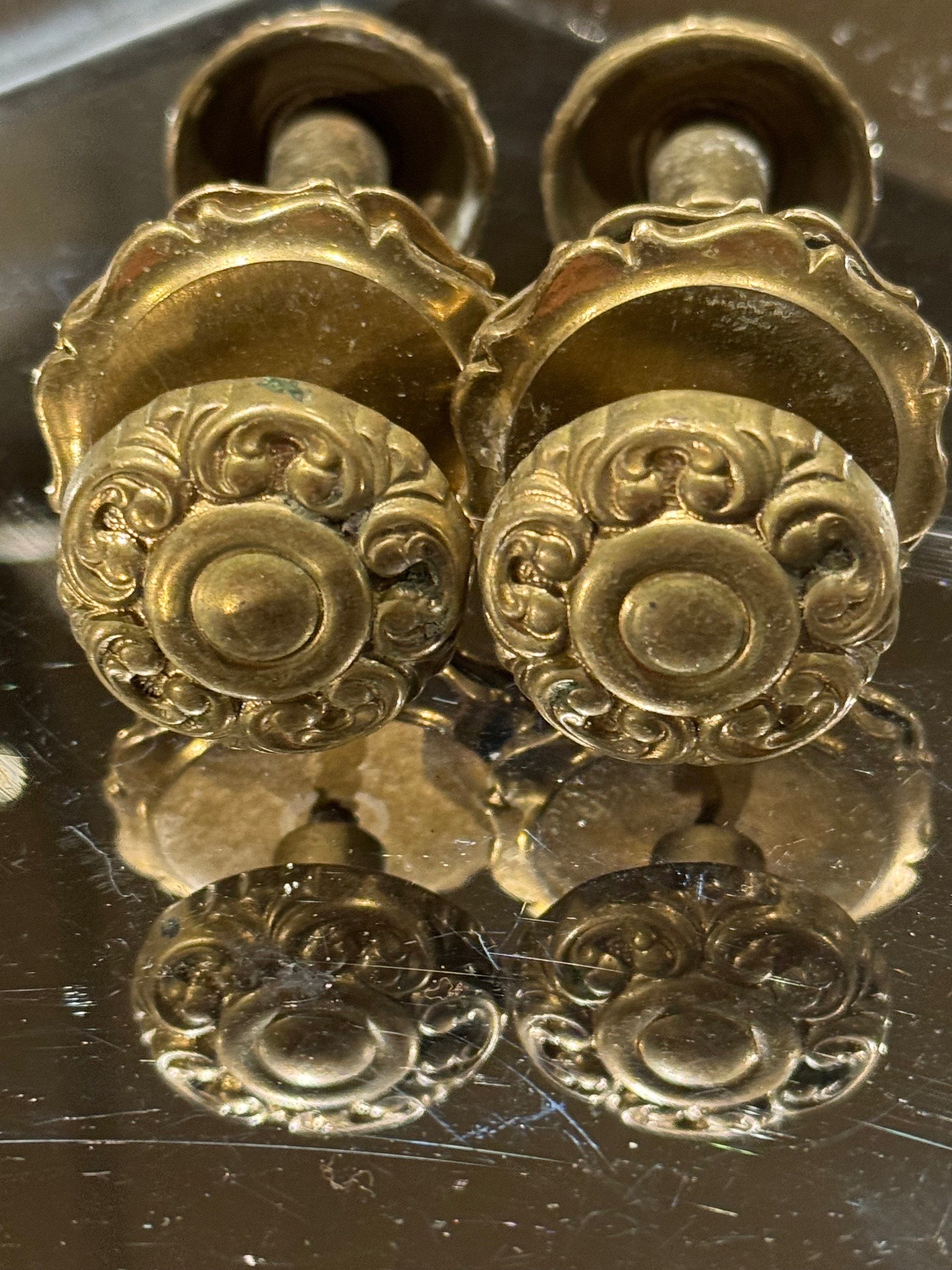 Antique, Brass Door Knob, Vintage Door Knob, Rustic, Primitive, Stamped Brass - Etsy