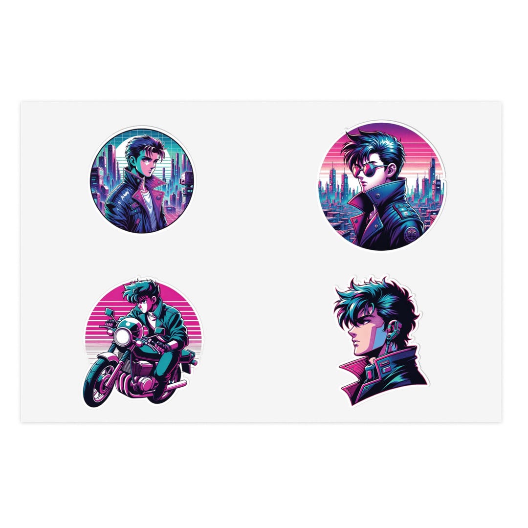 Anime Boy Sticker Sheets, Cyberpunk 90s Retro Cute Stickers, Scrapbook ...